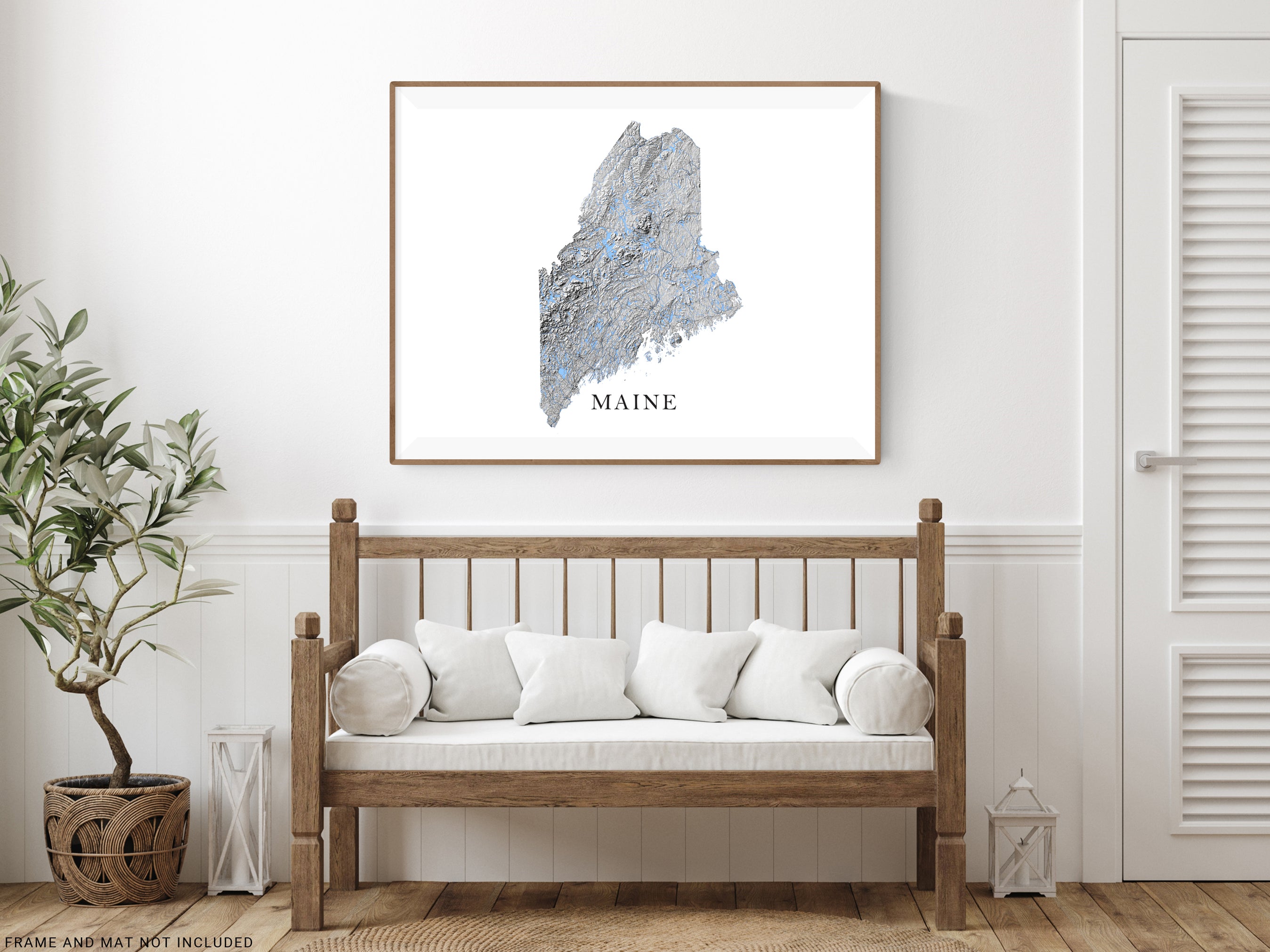 Maine Map Art Print - Black and White Maine State Wall Art Prints, ME ...