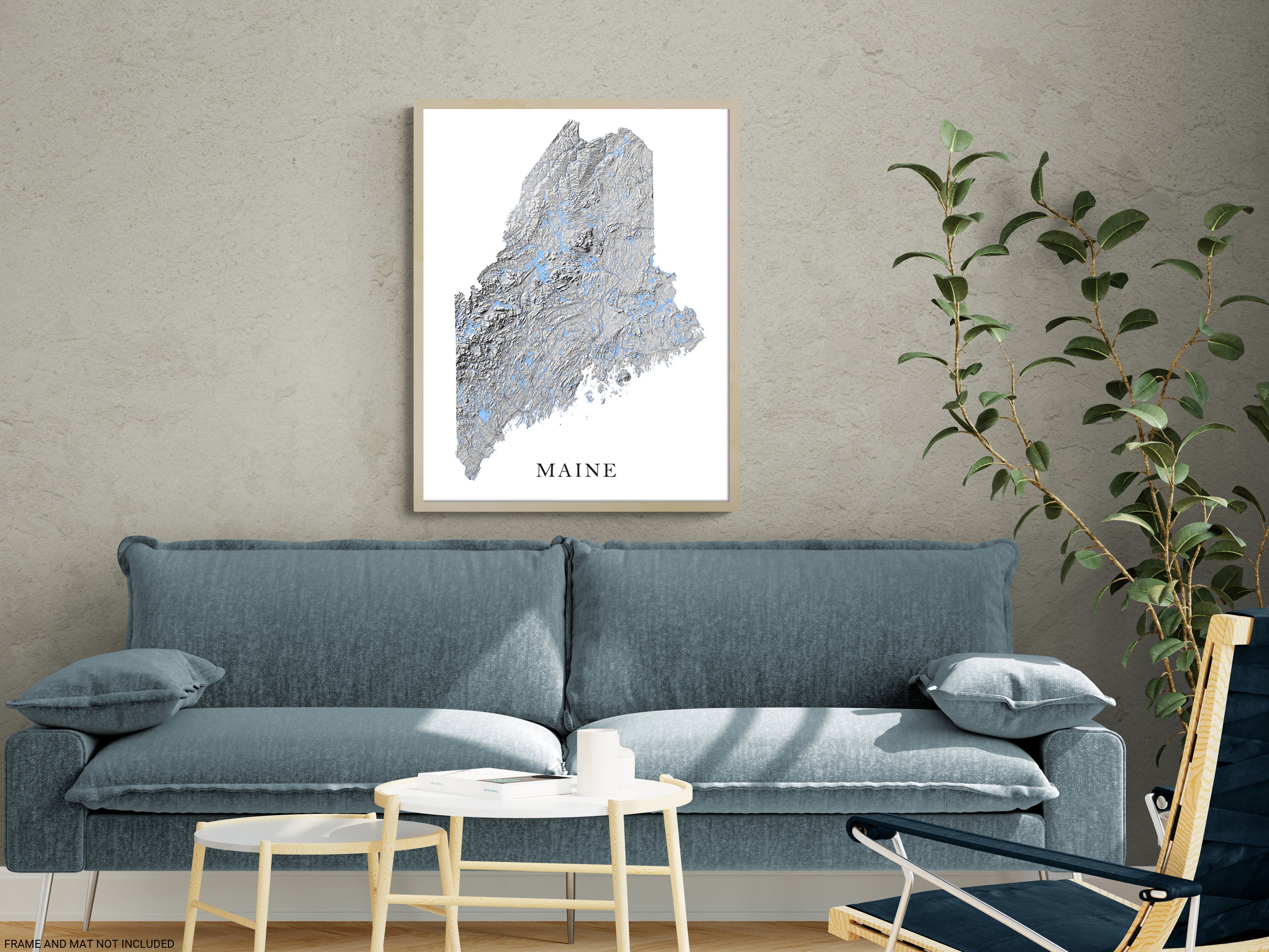 Maine Map Art Print - Black and White Maine State Wall Art Prints, ME ...