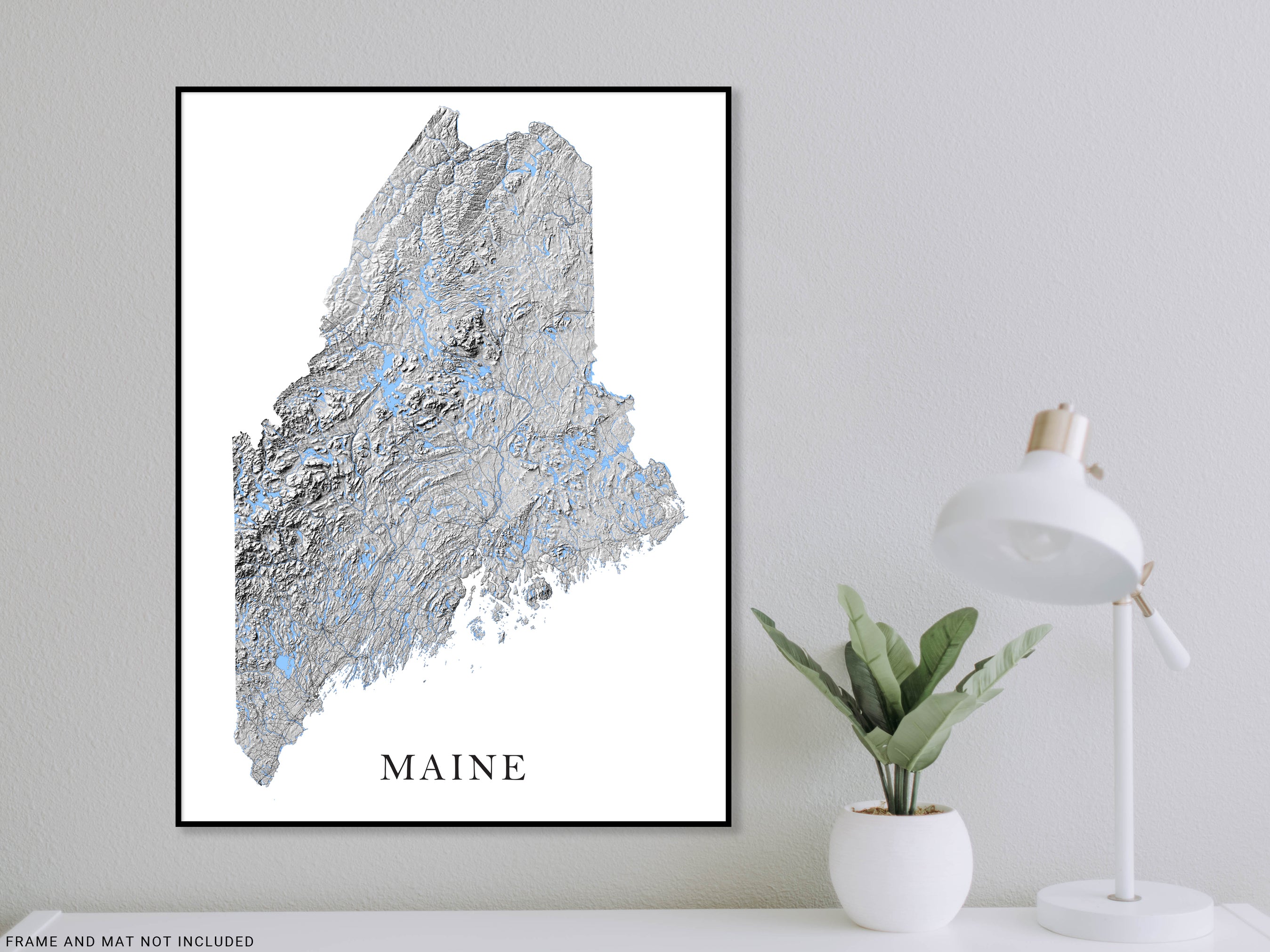 Maine Map Art Print - Black and White Maine State Wall Art Prints, ME ...