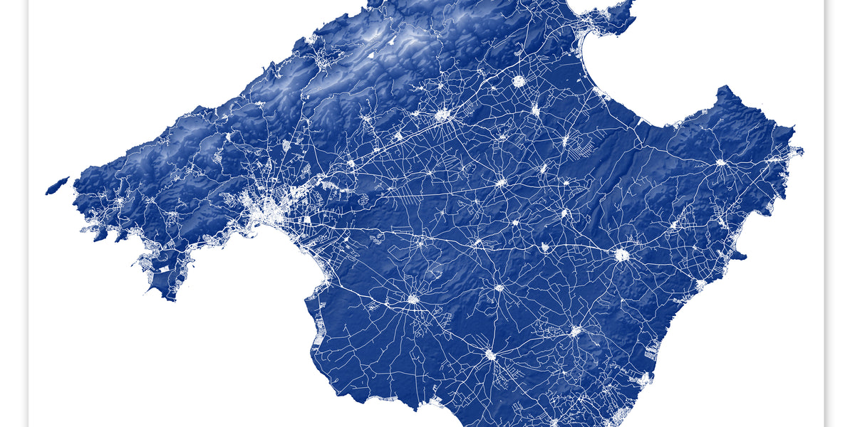 Mallorca Map Wall Decor Art Print, Spain Island Poster Maps, Majorca P ...