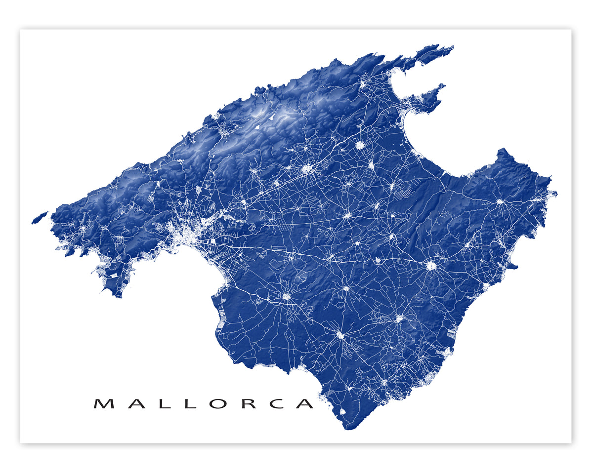 Mallorca Map Wall Decor Art Print, Spain Island Poster Maps, Majorca P ...
