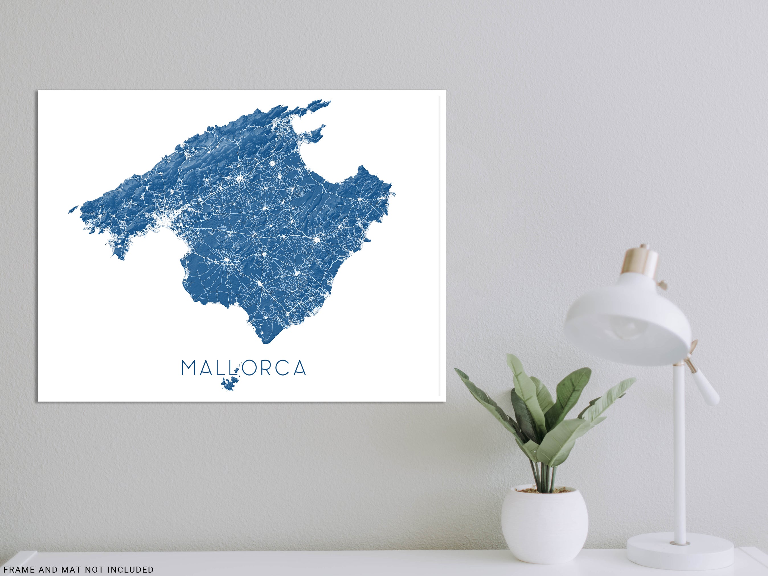 Mallorca Map Wall Art Print Poster - Topographic Majorca Spain Island ...
