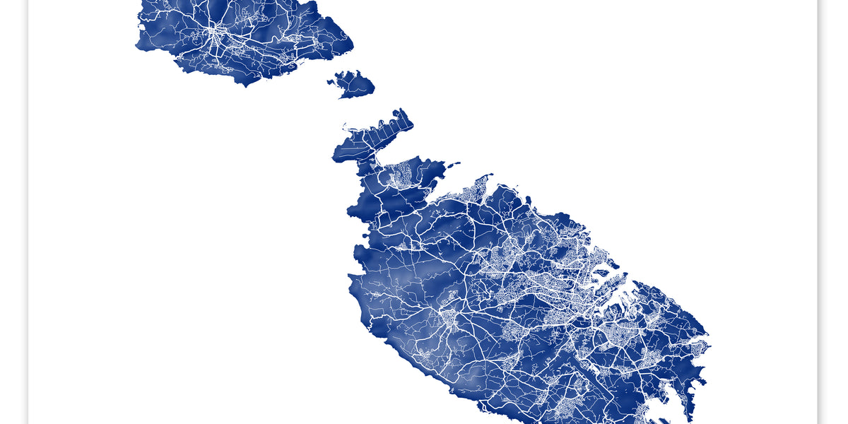 Malta Map Wall Art Print, Topographic Malta Island Maps for Home Decor ...