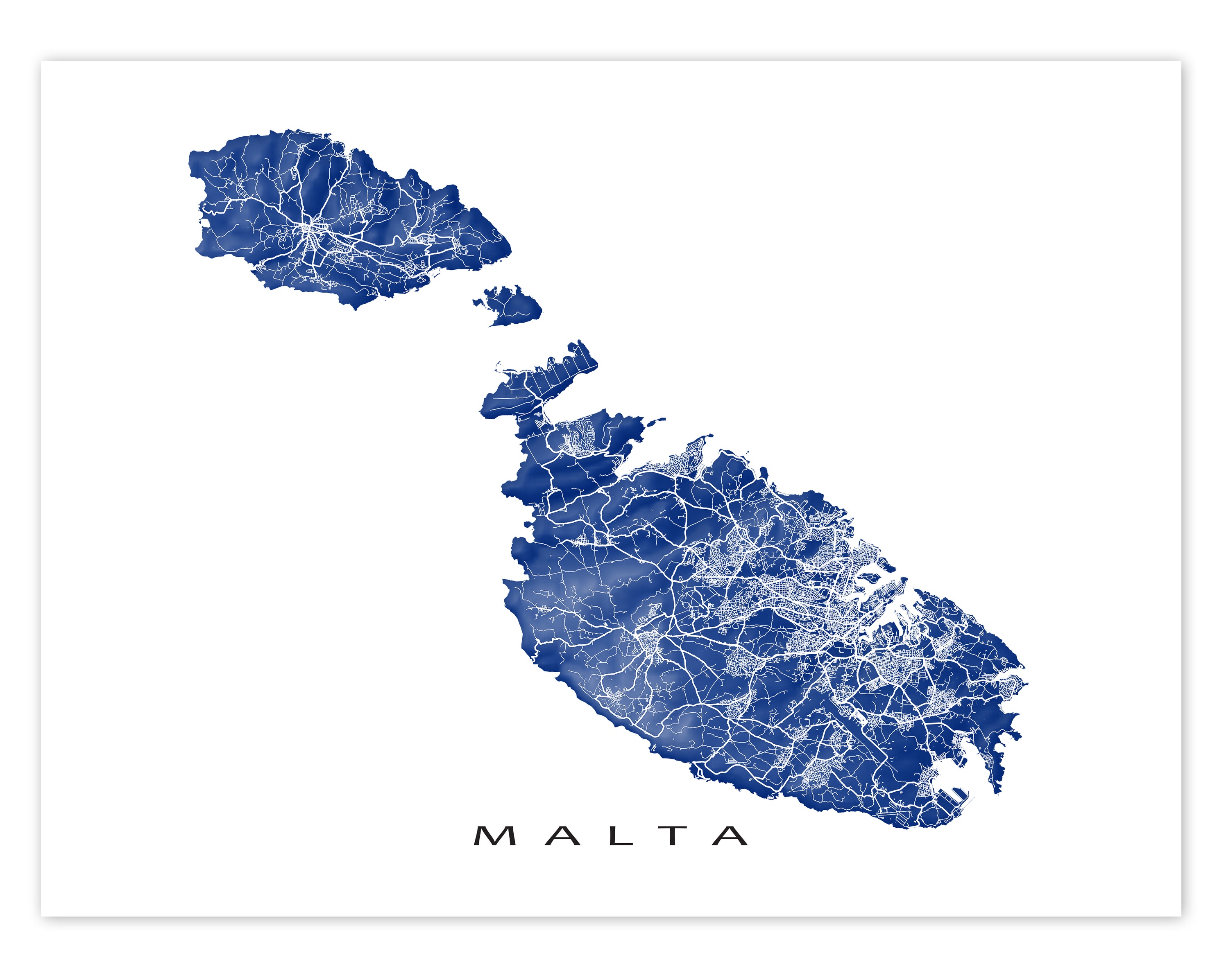 Malta Map Wall Art Print, Topographic Malta Island Maps for Home Decor ...