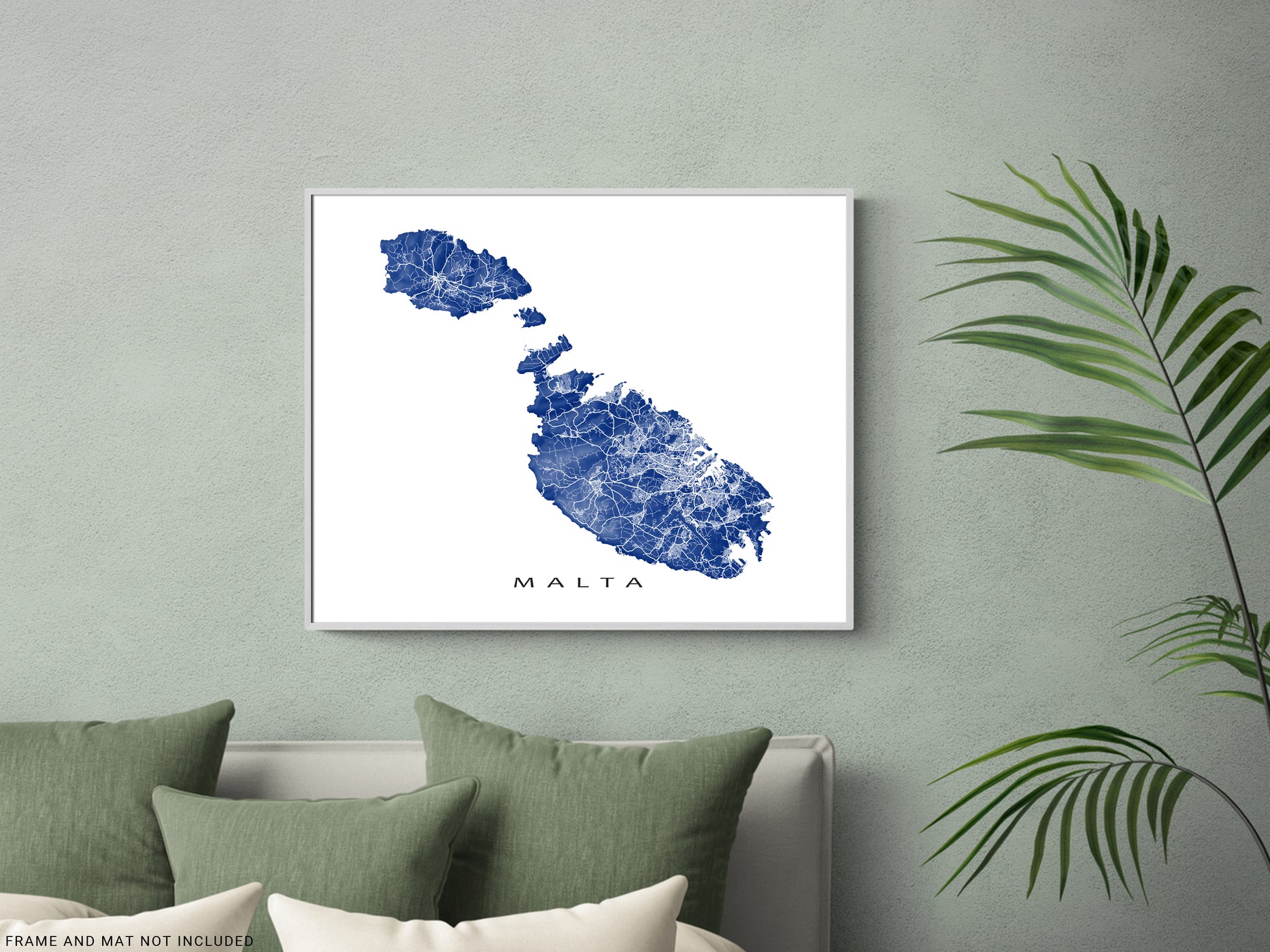 Malta Map Wall Art Print, Topographic Malta Island Maps for Home Decor ...
