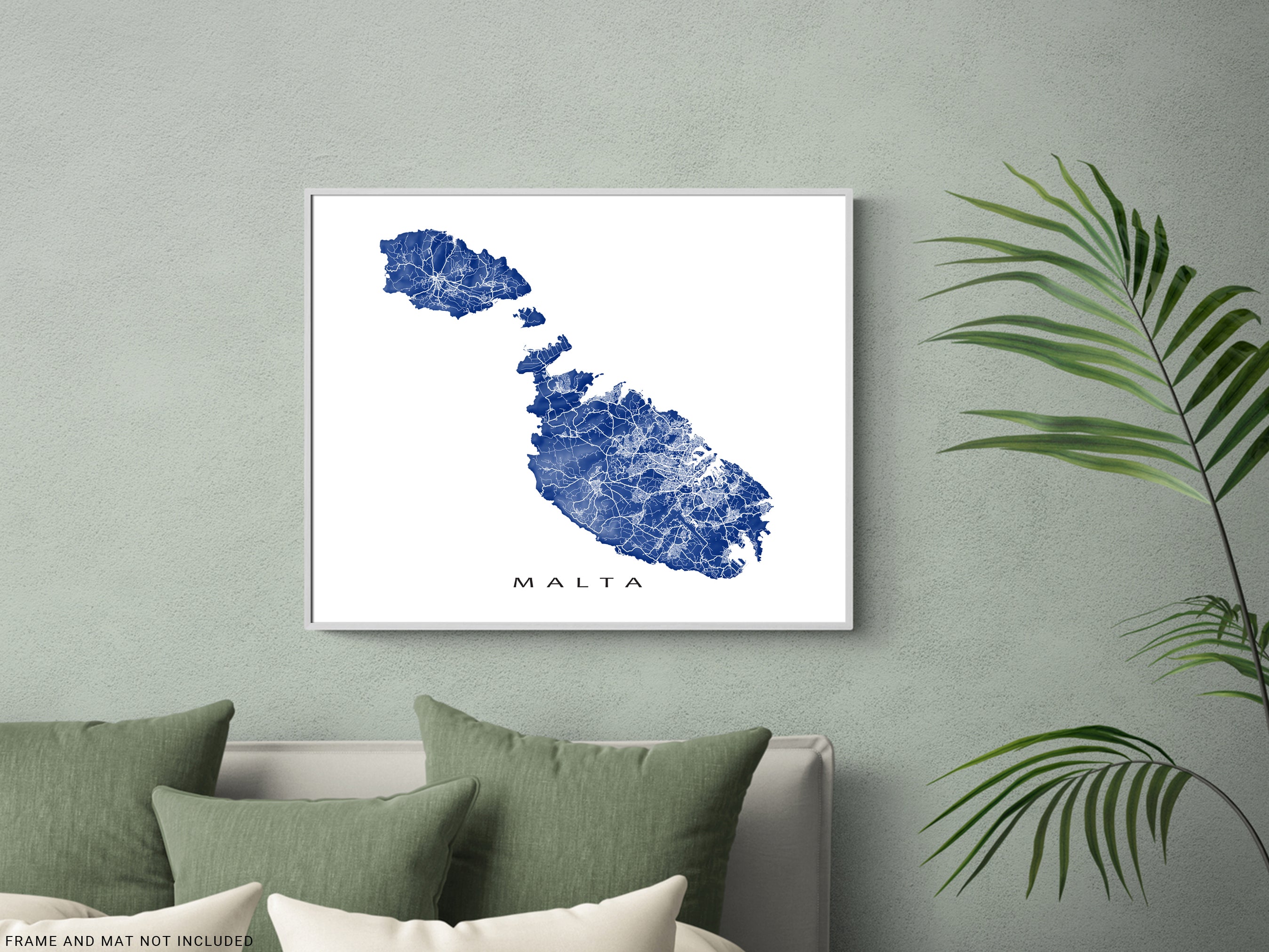 Malta Map Wall Art Print, Topographic Malta Island Maps for Home Decor ...