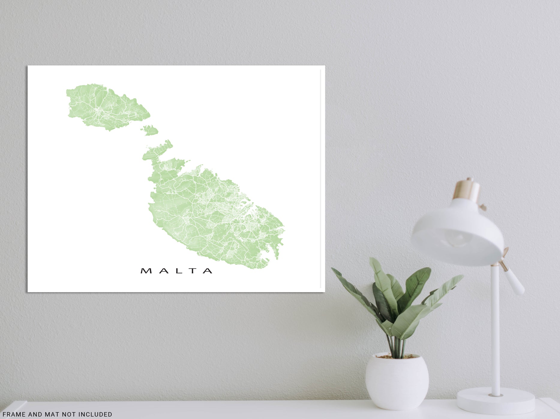 Malta Map Wall Art Print, Topographic Malta Island Maps for Home Decor ...