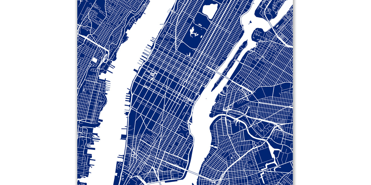 Manhattan Map NYC, New York City Street Print and Poster Maps — Maps As Art