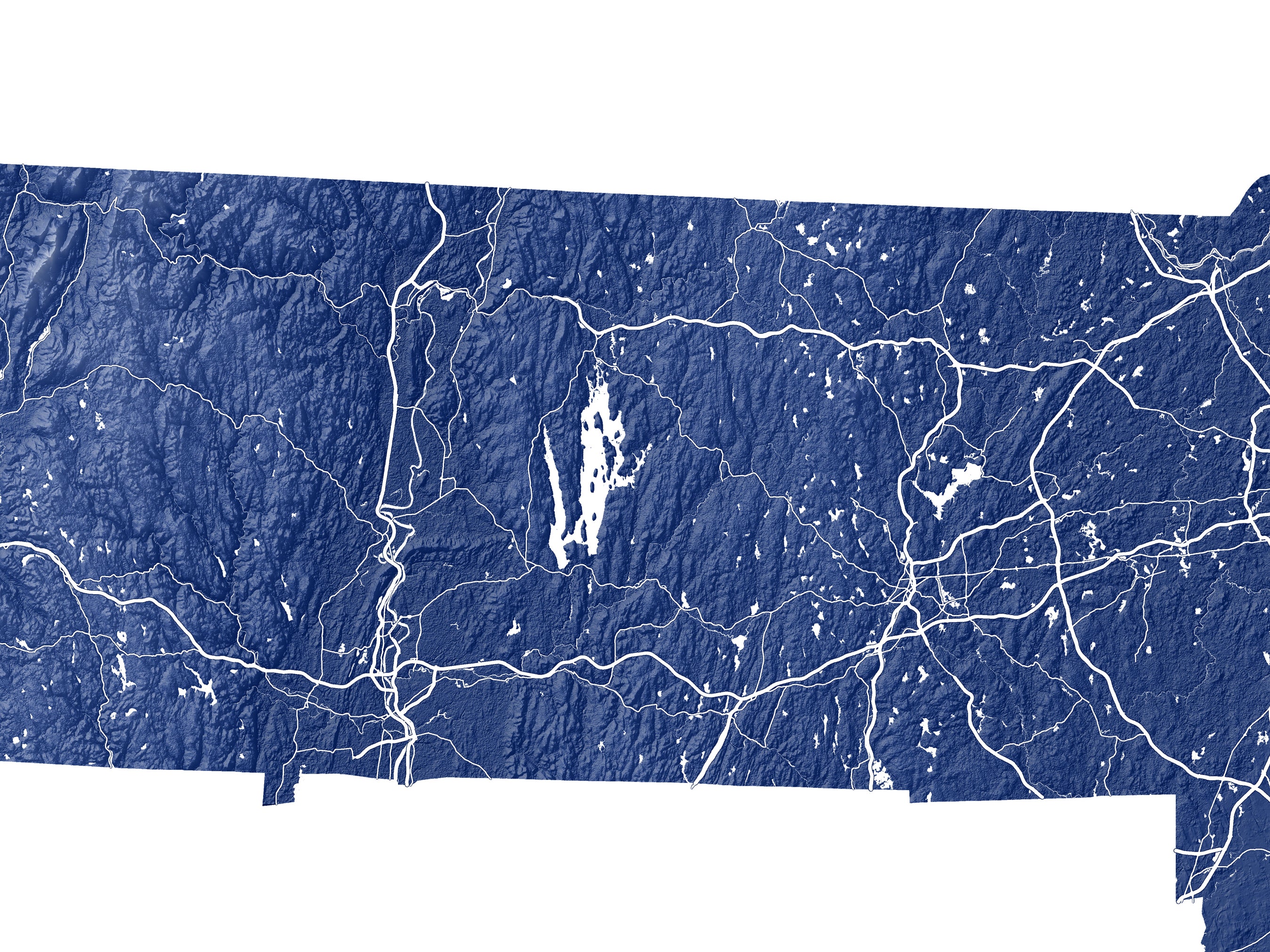 Massachusetts Map Print Poster - Topographic MA State Wall Art Road Ma ...