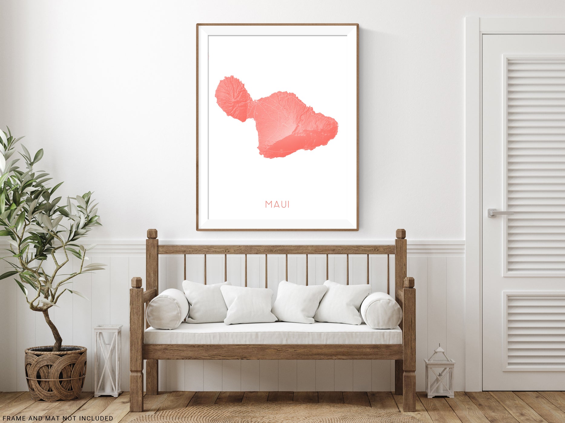 Maui Island Hawaii Map Wall Art Print Poster - Topographic Map of Maui ...