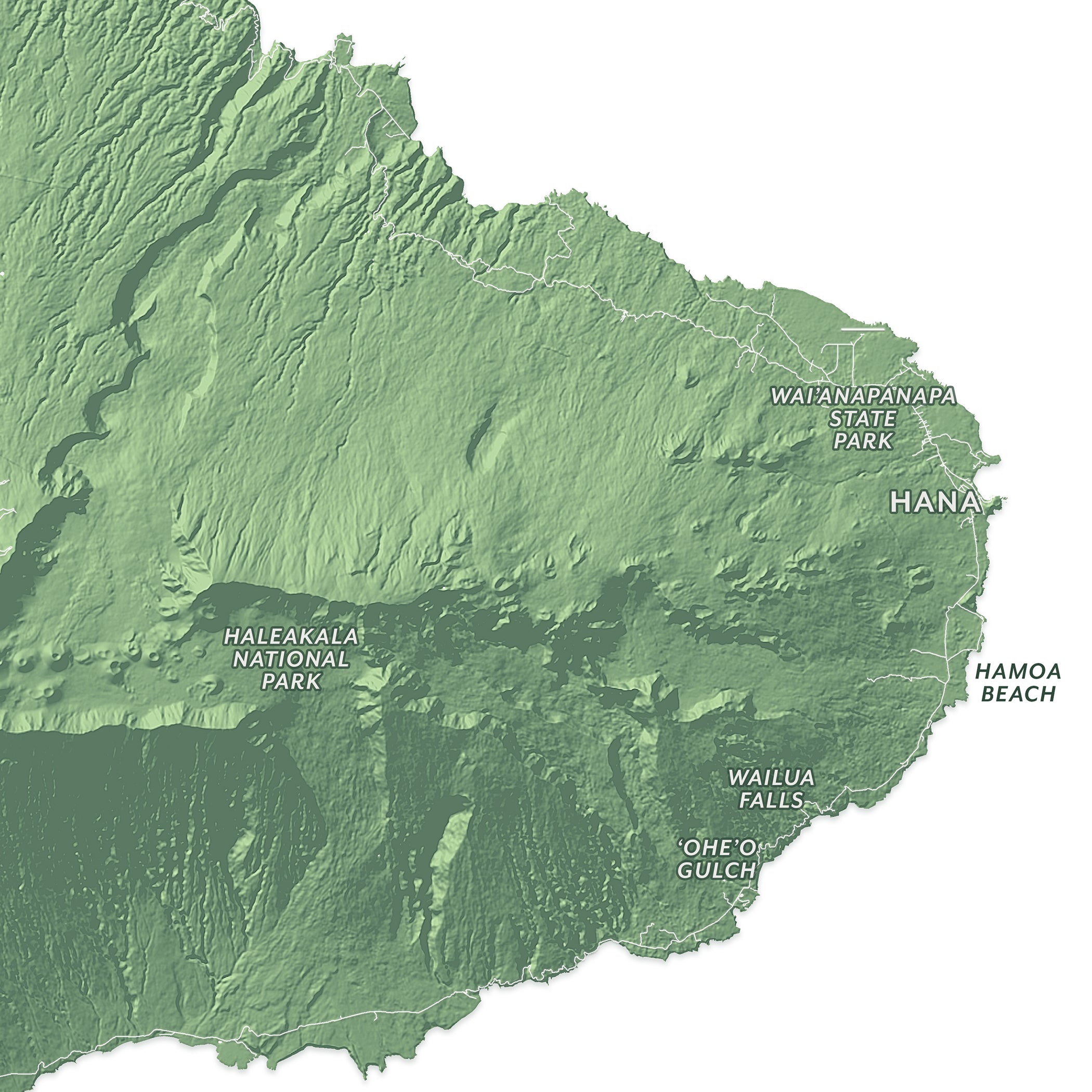Maui Map Wall Art Print: Topographic Labeled Hawaii Island Poster ...