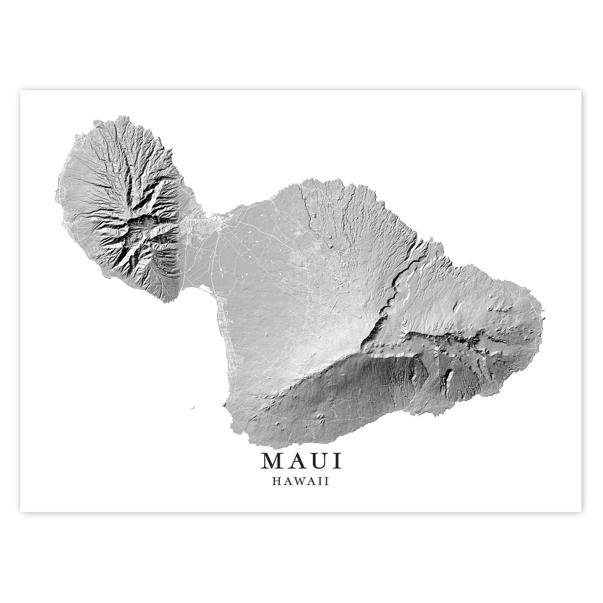Maui Map Wall Art Print: Topographic Vintage Style Hawaii Island Poste ...