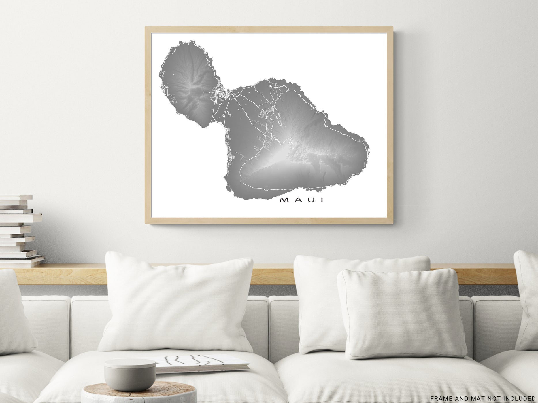 Maui Hawaii Map Print Poster, Topographic Hawaiian Islands Wall Art Ro ...