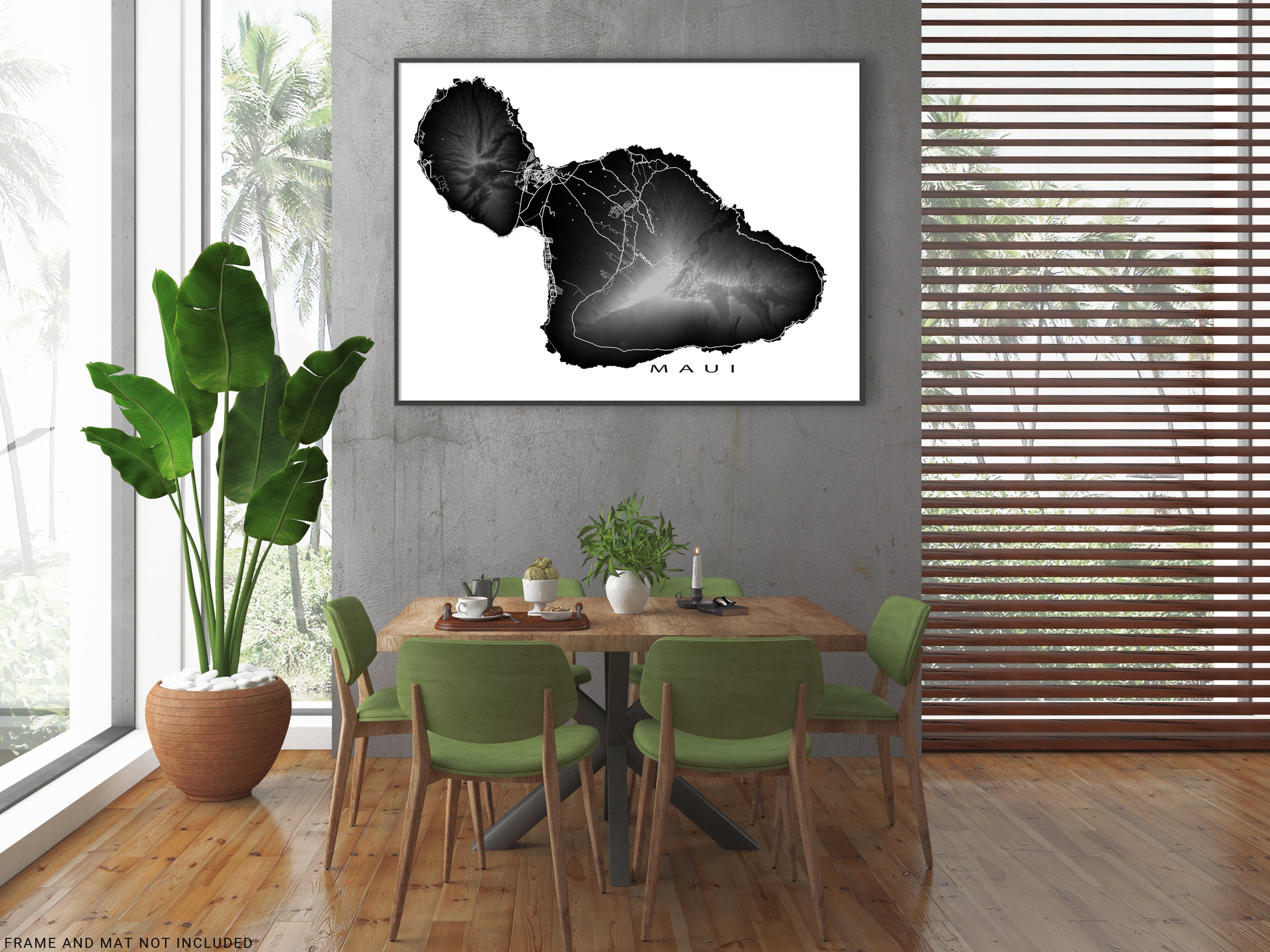 Maui Hawaii Map Print Poster, Topographic Hawaiian Islands Wall Art Ro ...