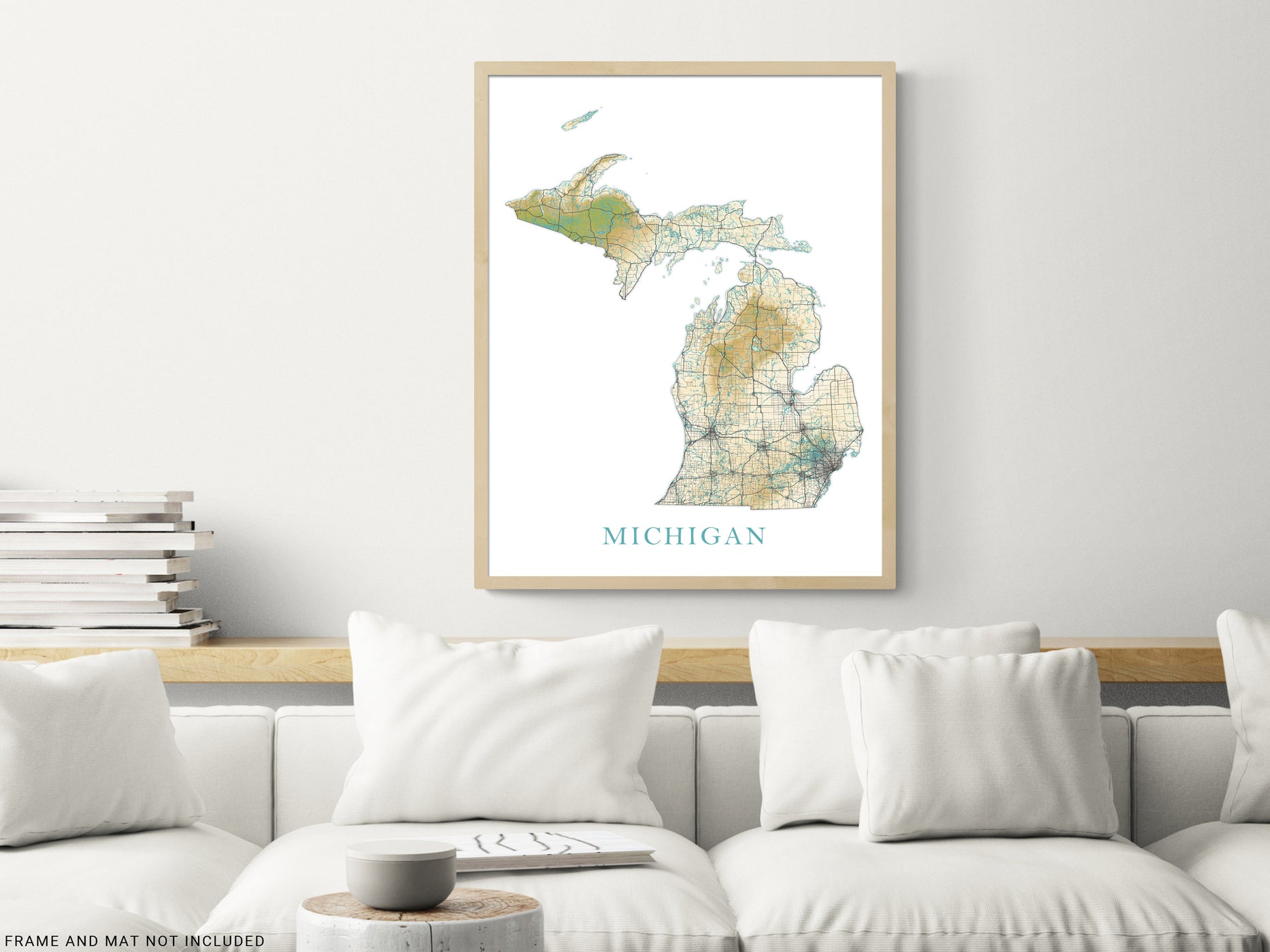 Michigan State Map Print Poster, Home Wall Decor Landscape Wall Art Te ...
