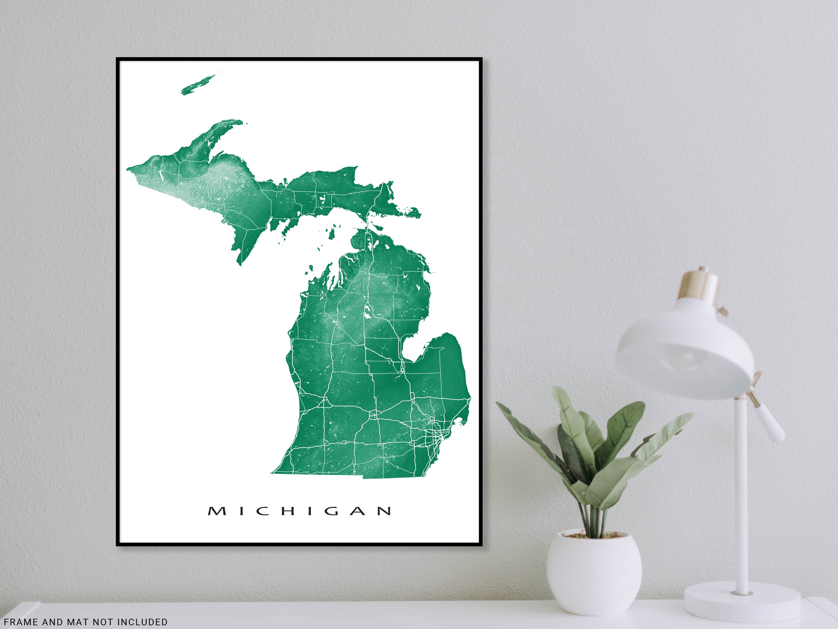 Michigan Map Print Poster, Michigan Wall Art Prints, MI State Maps ...