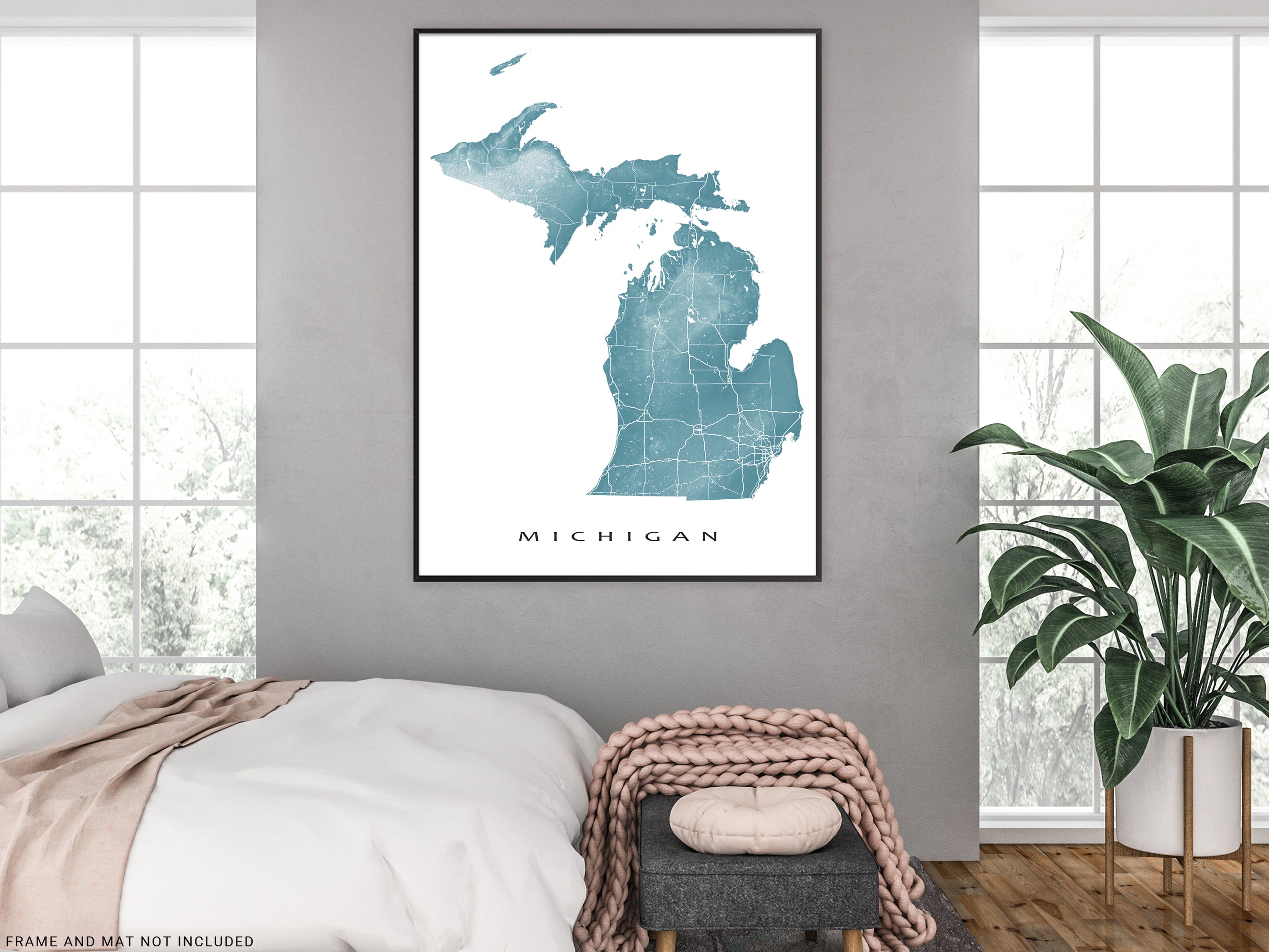Michigan Map Print Poster, Michigan Wall Art Prints, MI State Maps ...
