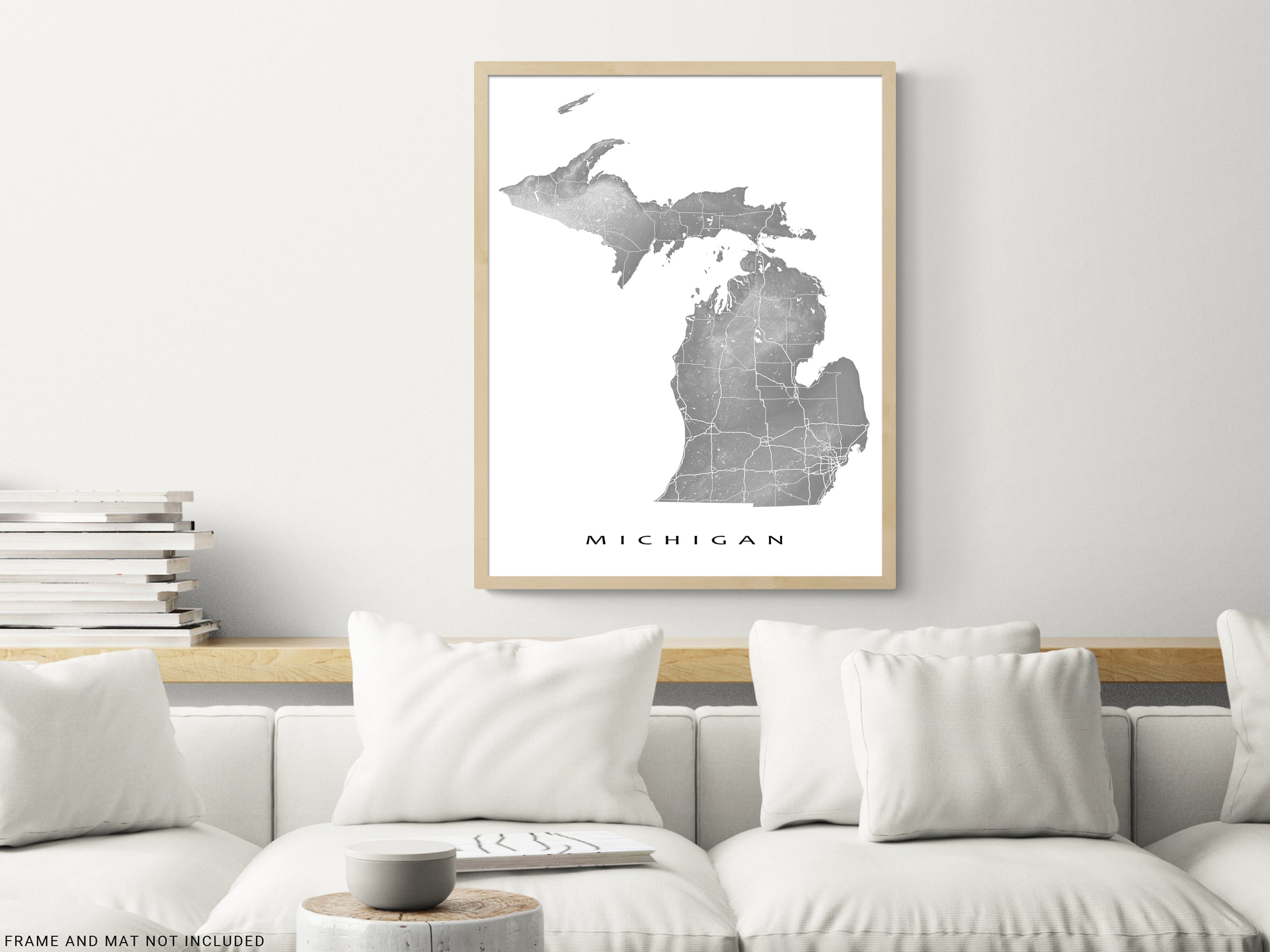 Michigan Map Print Poster, Michigan Wall Art Prints, MI State Maps ...