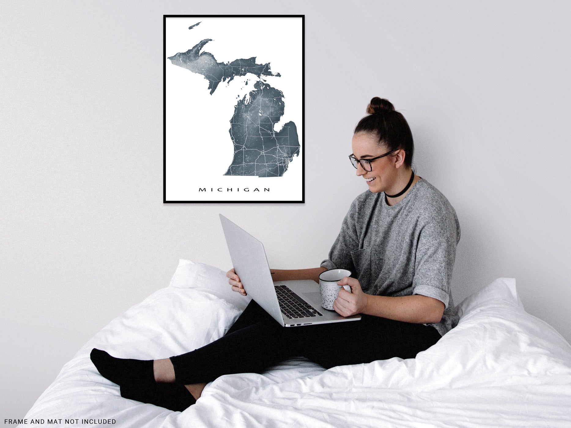 Michigan Map Print Poster, Michigan Wall Art Prints, MI State Maps ...