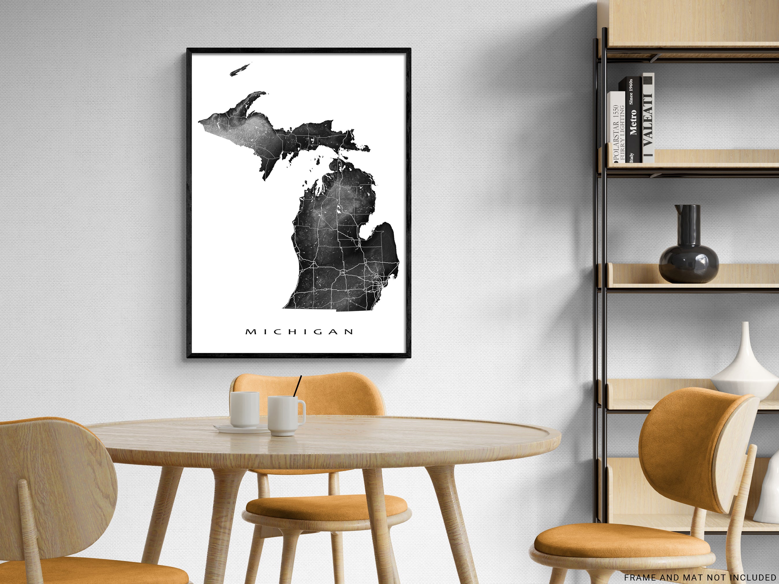 Michigan Map Print Poster, Michigan Wall Art Prints, MI State Maps ...