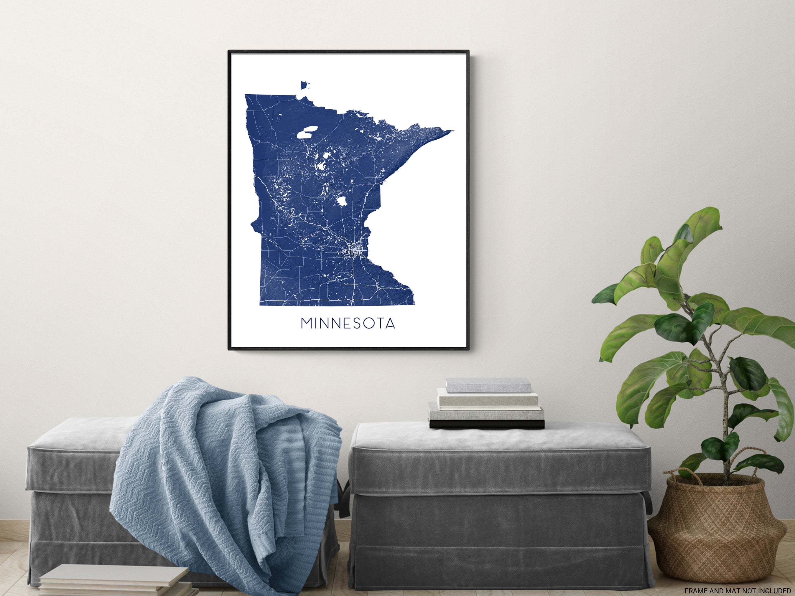 Minnesota Map Print Poster, Topographic State Map of Minnesota Wall Ar ...