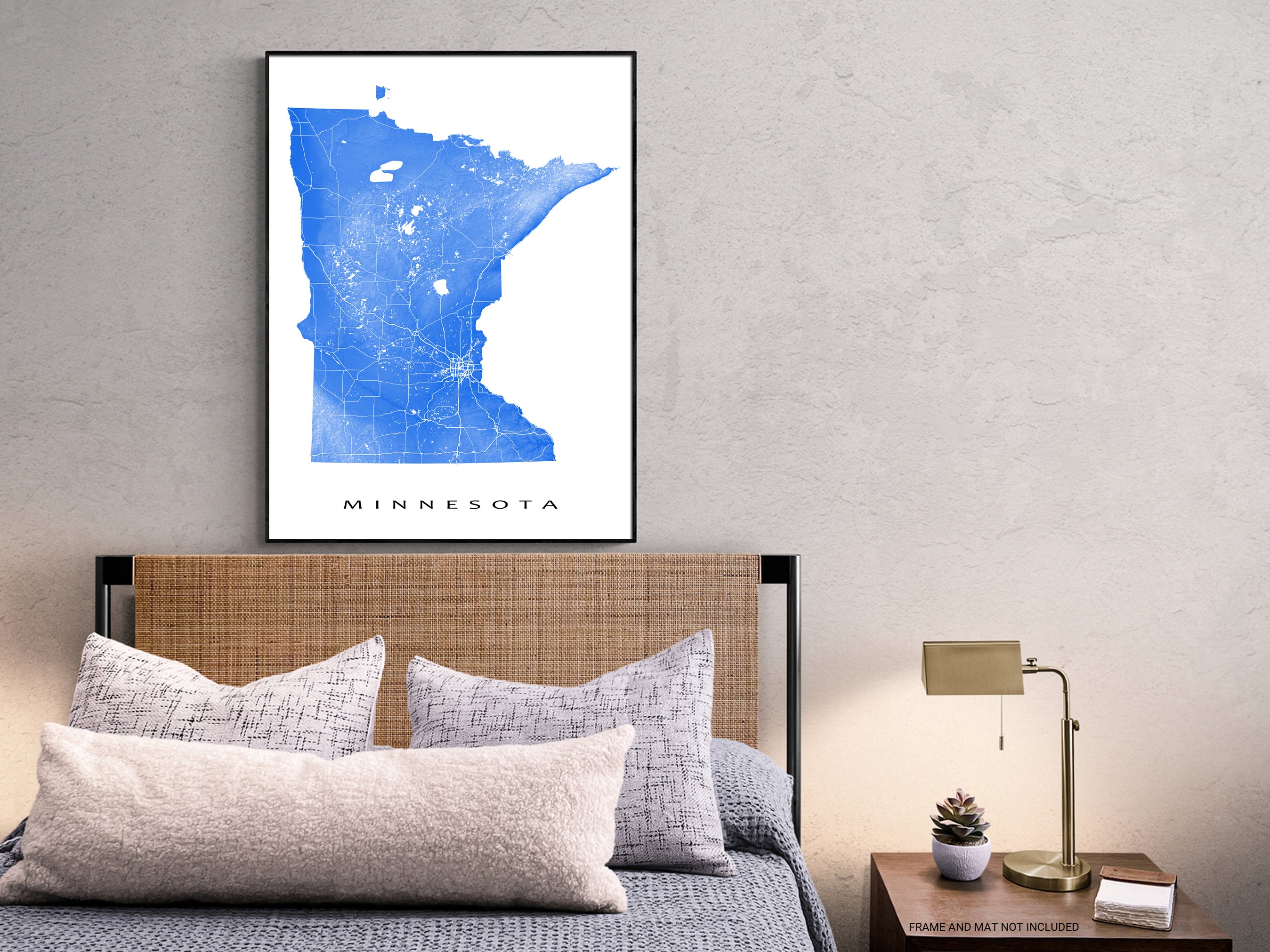 Minnesota State Map Wall Art Print Poster, Topographic Landscape MN Ro ...