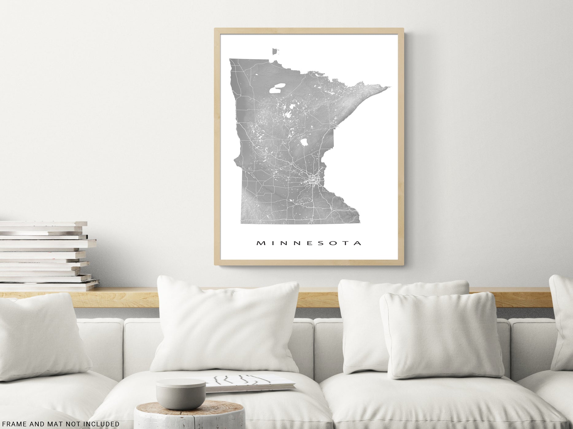 Minnesota State Map Wall Art Print Poster, Topographic Landscape MN Ro ...