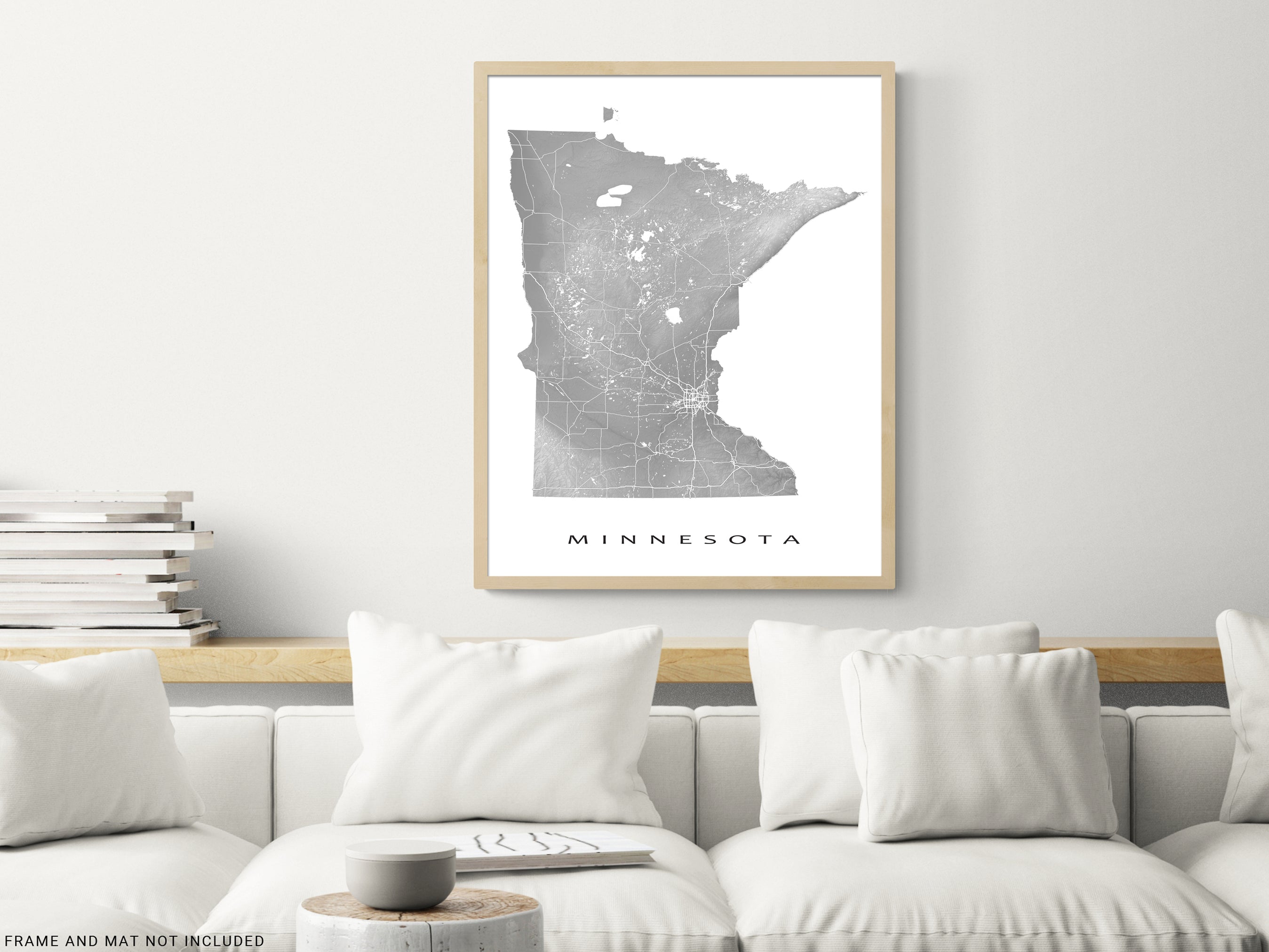 Minnesota State Map Wall Art Print Poster, Topographic Landscape MN Ro ...