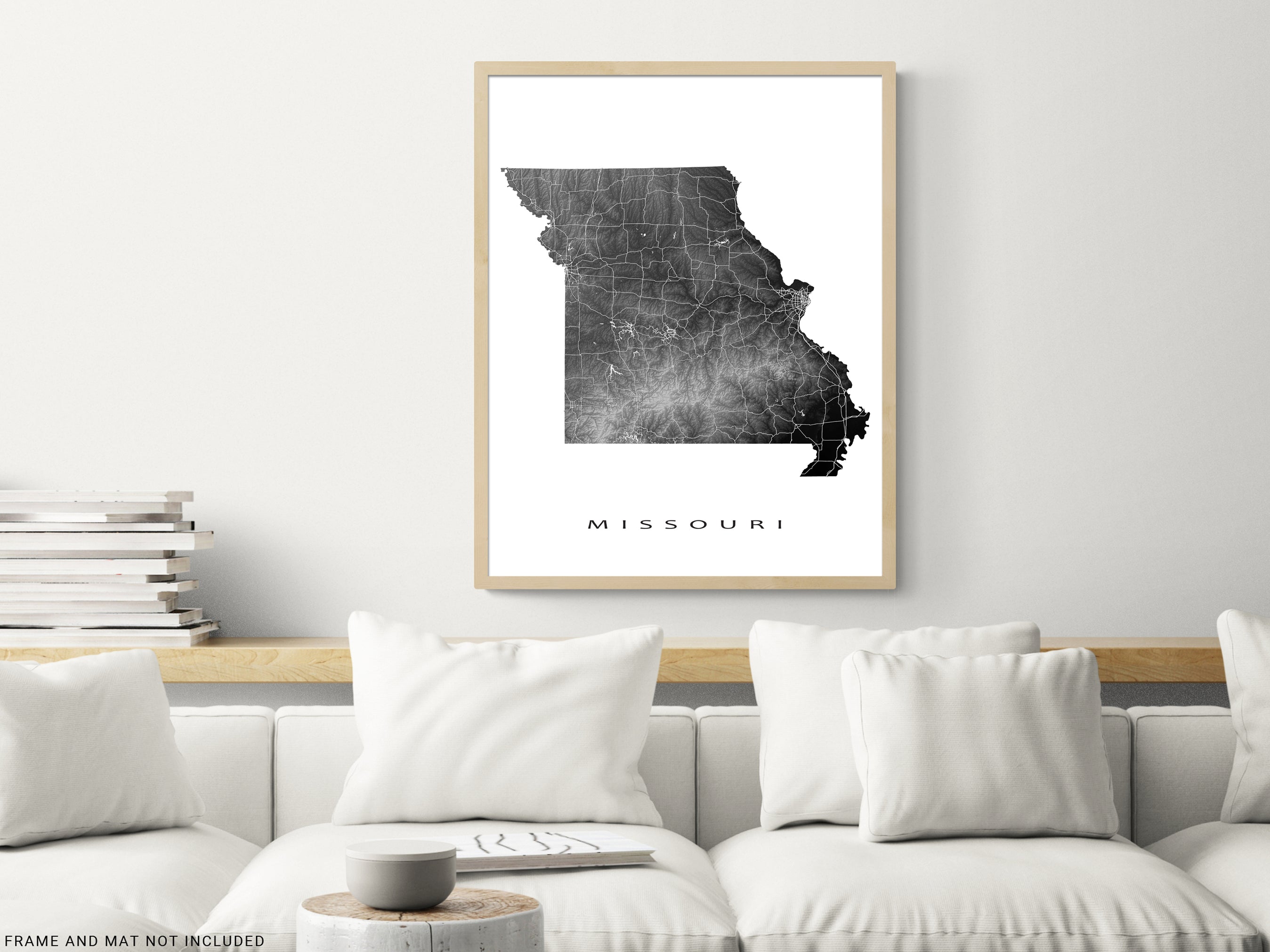 Missouri Map Wall Art Print Poster, Topographic MO State Road Maps, St ...