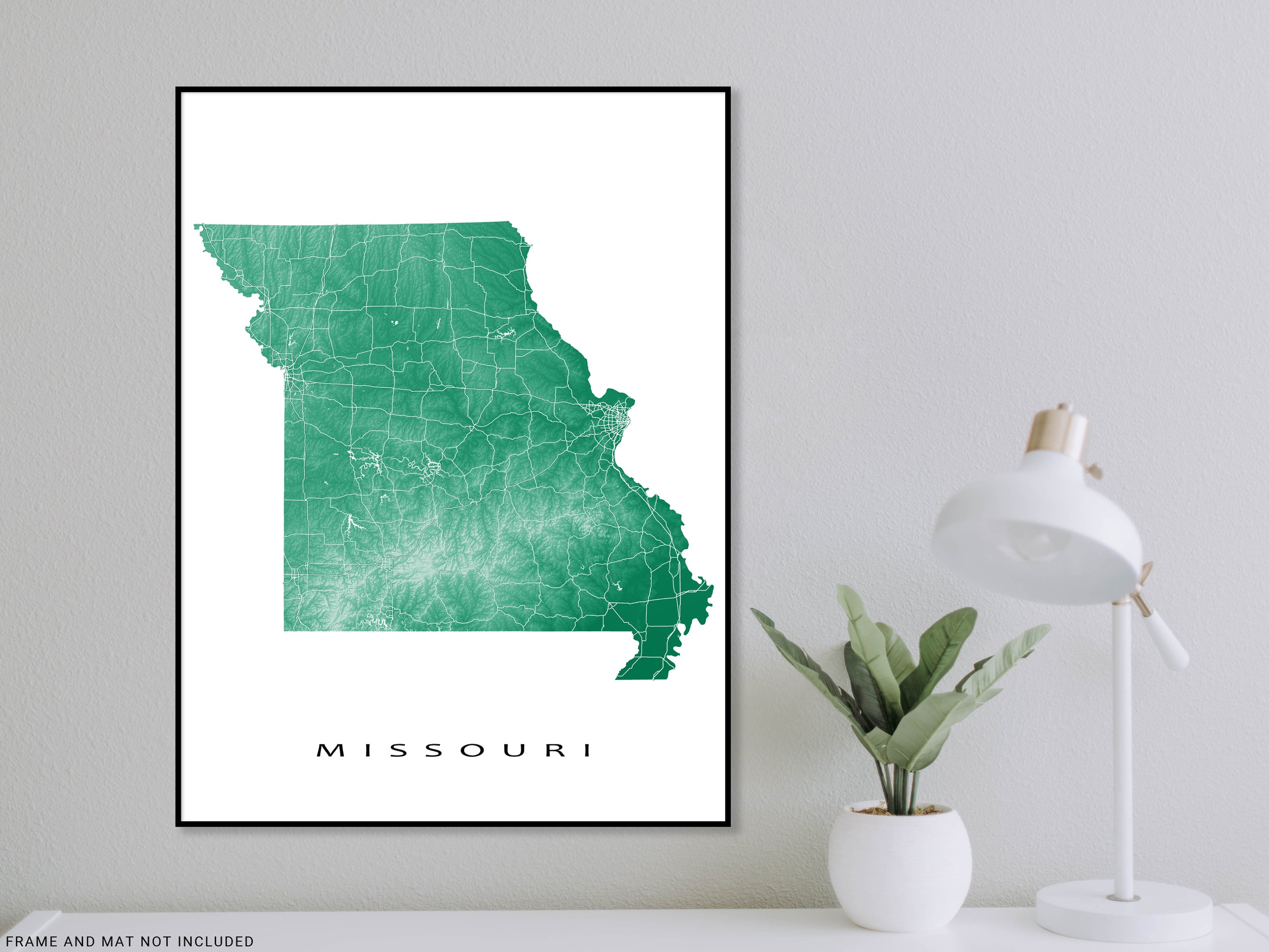 Missouri Map Wall Art Print Poster, Topographic MO State Road Maps, St ...