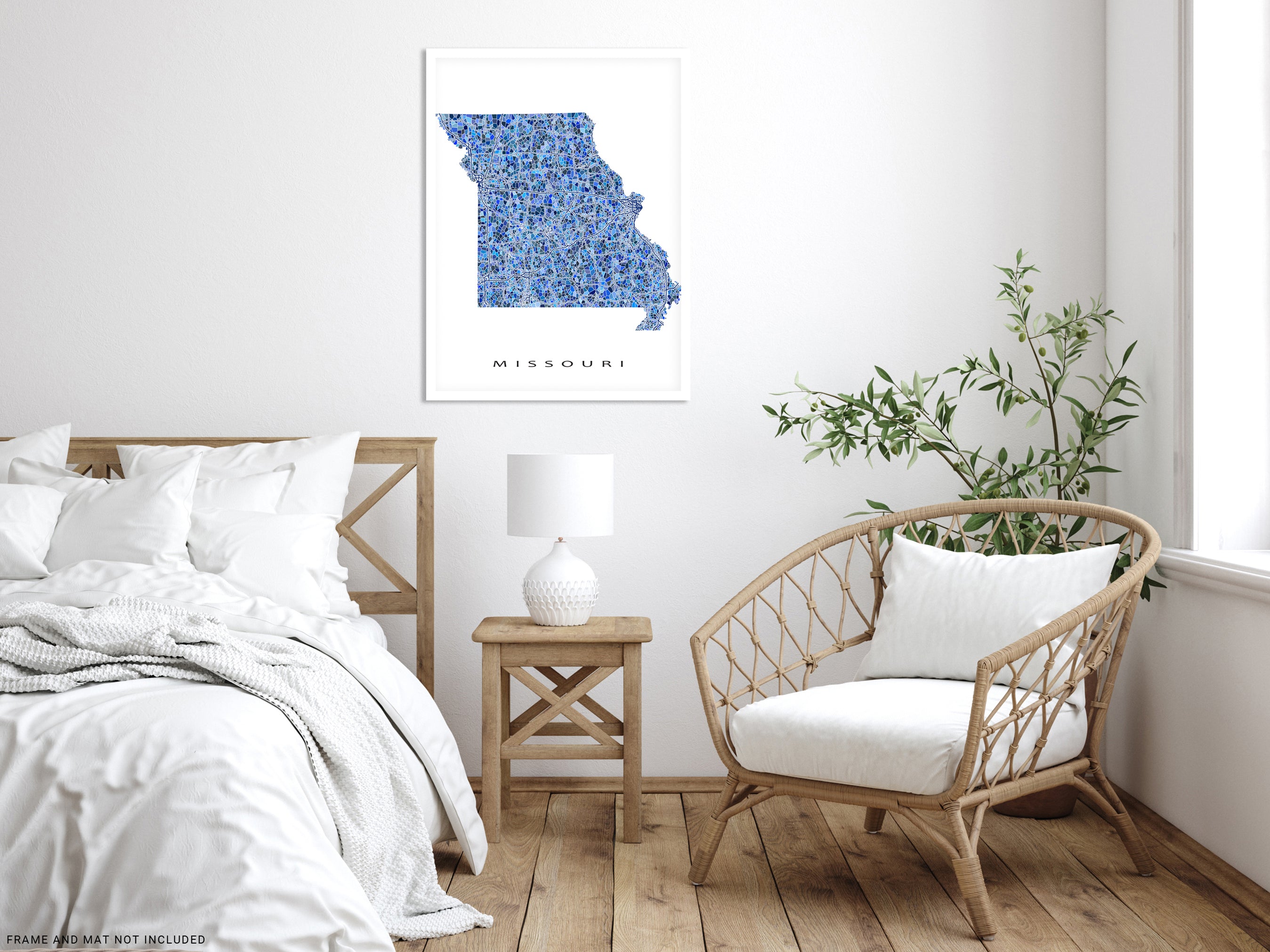 Missouri State Map Wall Art Print Poster with Blue Geometric Design ...