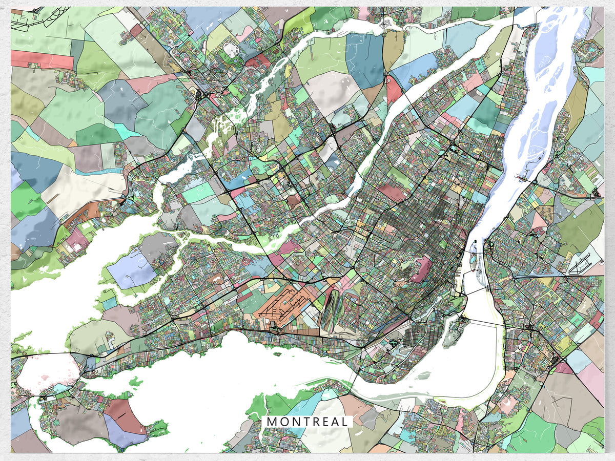 Montreal Map Wall Art Print, Geometric Quebec Canada City Poster Stree ...
