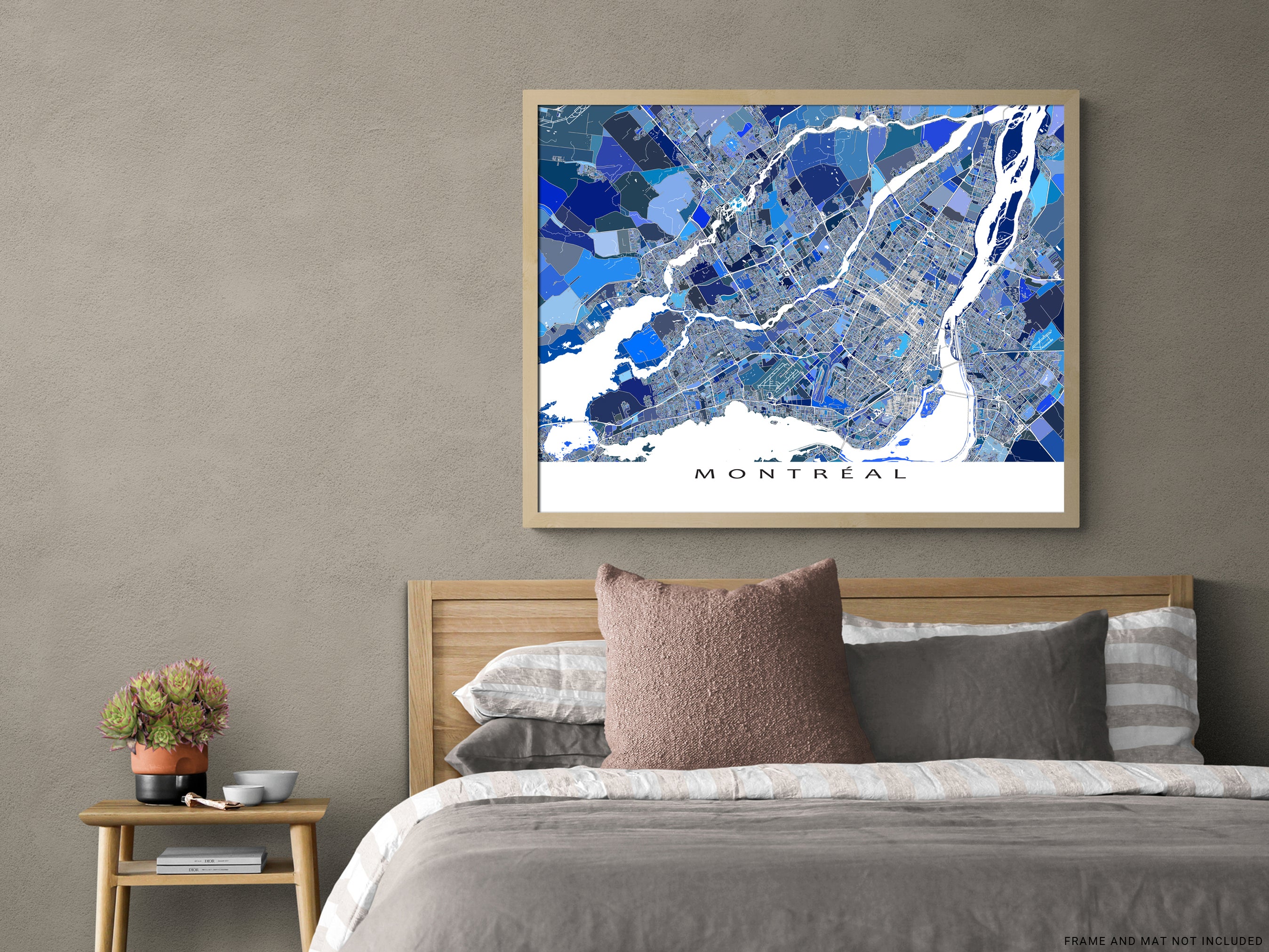 Montreal Quebec Canada Map Wall Art Print Poster, Blue Geometric Map o ...