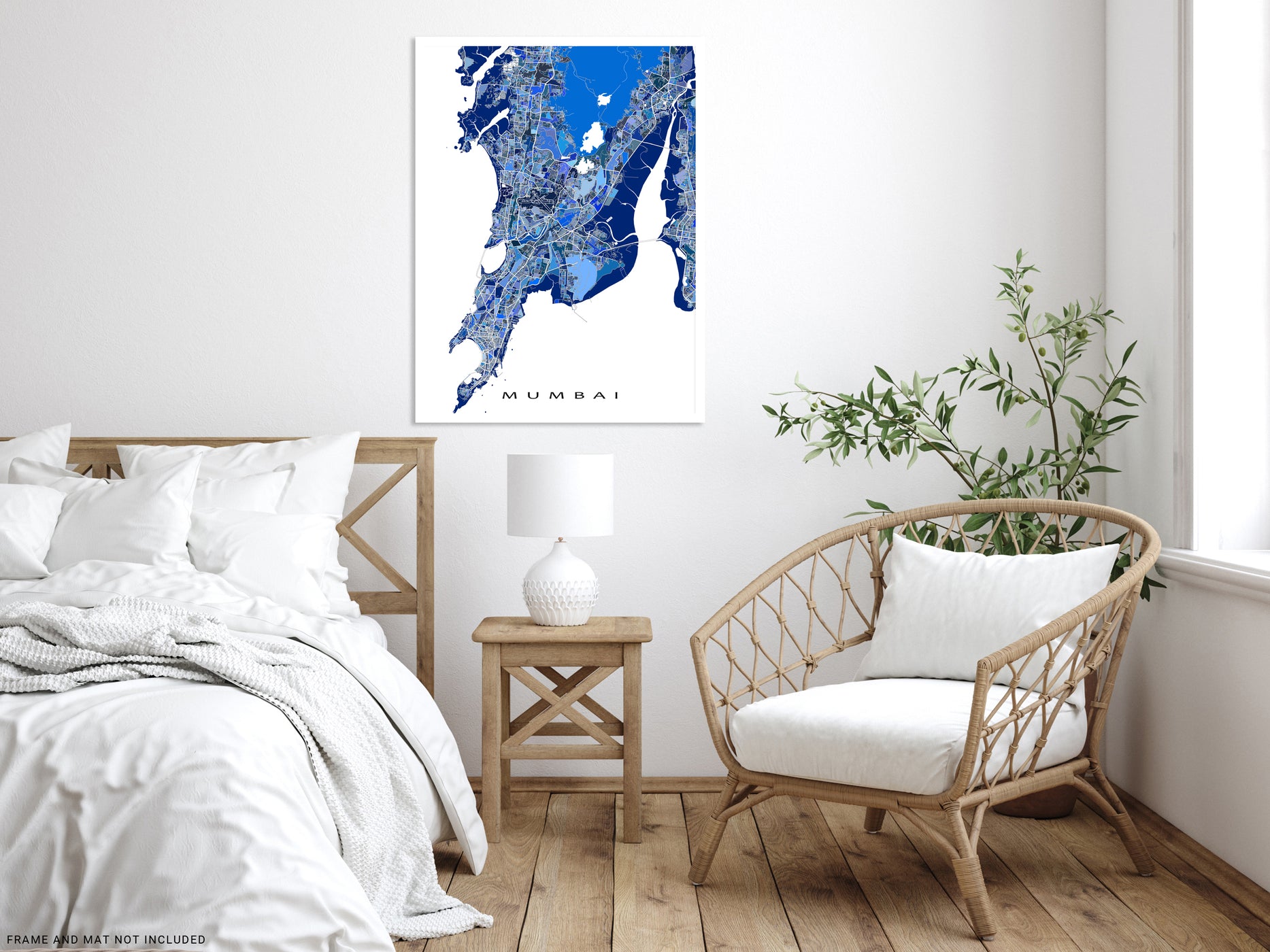 Mumbai Map Print, Blue Geometric Mumbai India Wall Art Poster, Bombay ...