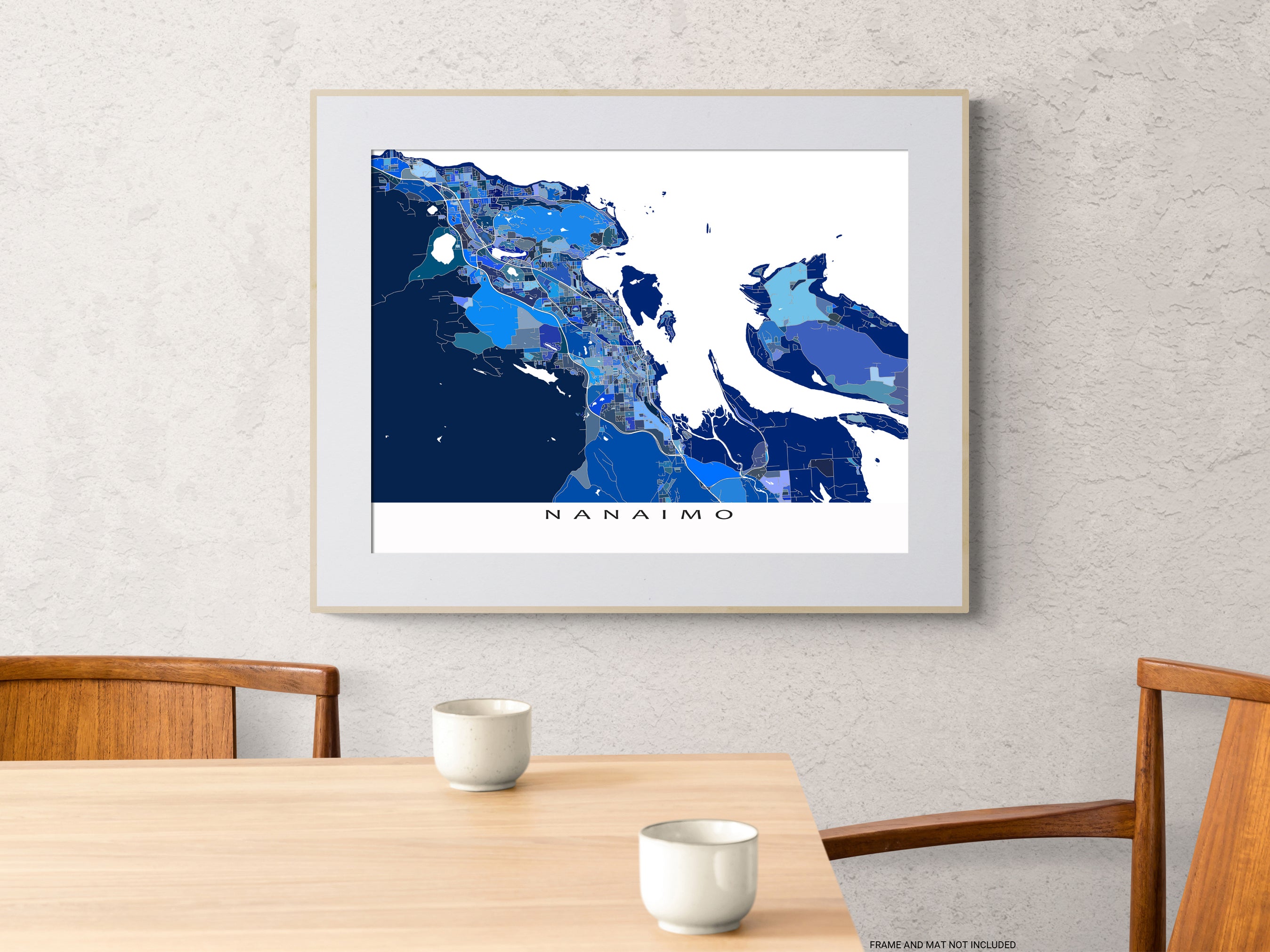 Nanaimo Map Print Poster, Blue Geometric Nanaimo BC Canada City Street ...