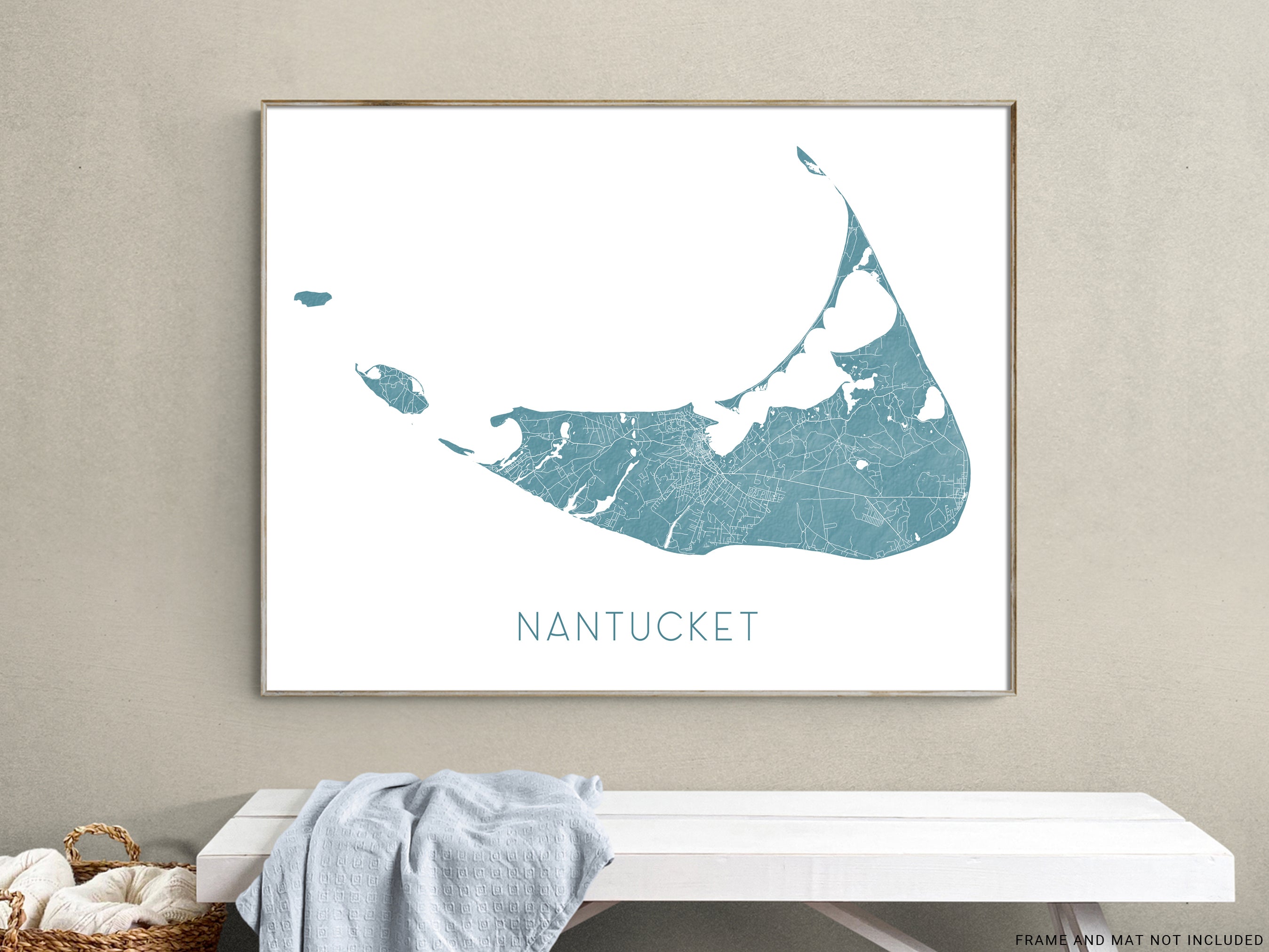 Nantucket Print Poster - Nantuckt Map of Nantucket MA Island Wall Art ...