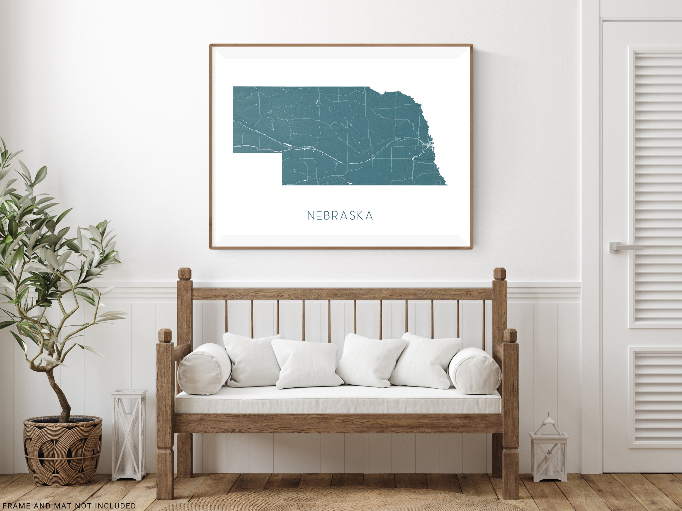 Nebraska State Map Print Poster- Topographic Map of NE Wall Art, Omaha ...