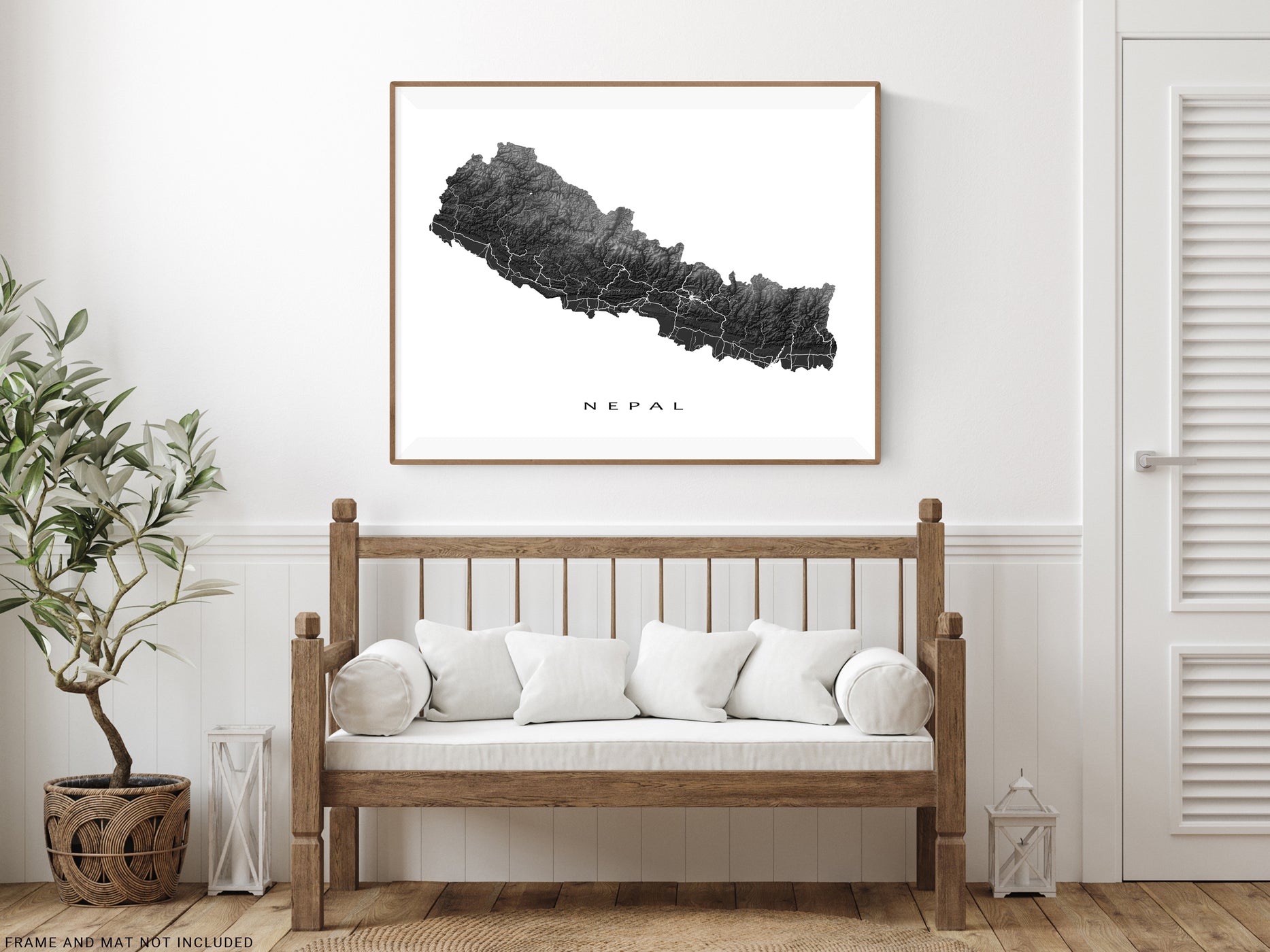Nepal Map Wall Art Print Poster, Topographic Nepal Country Road Maps ...