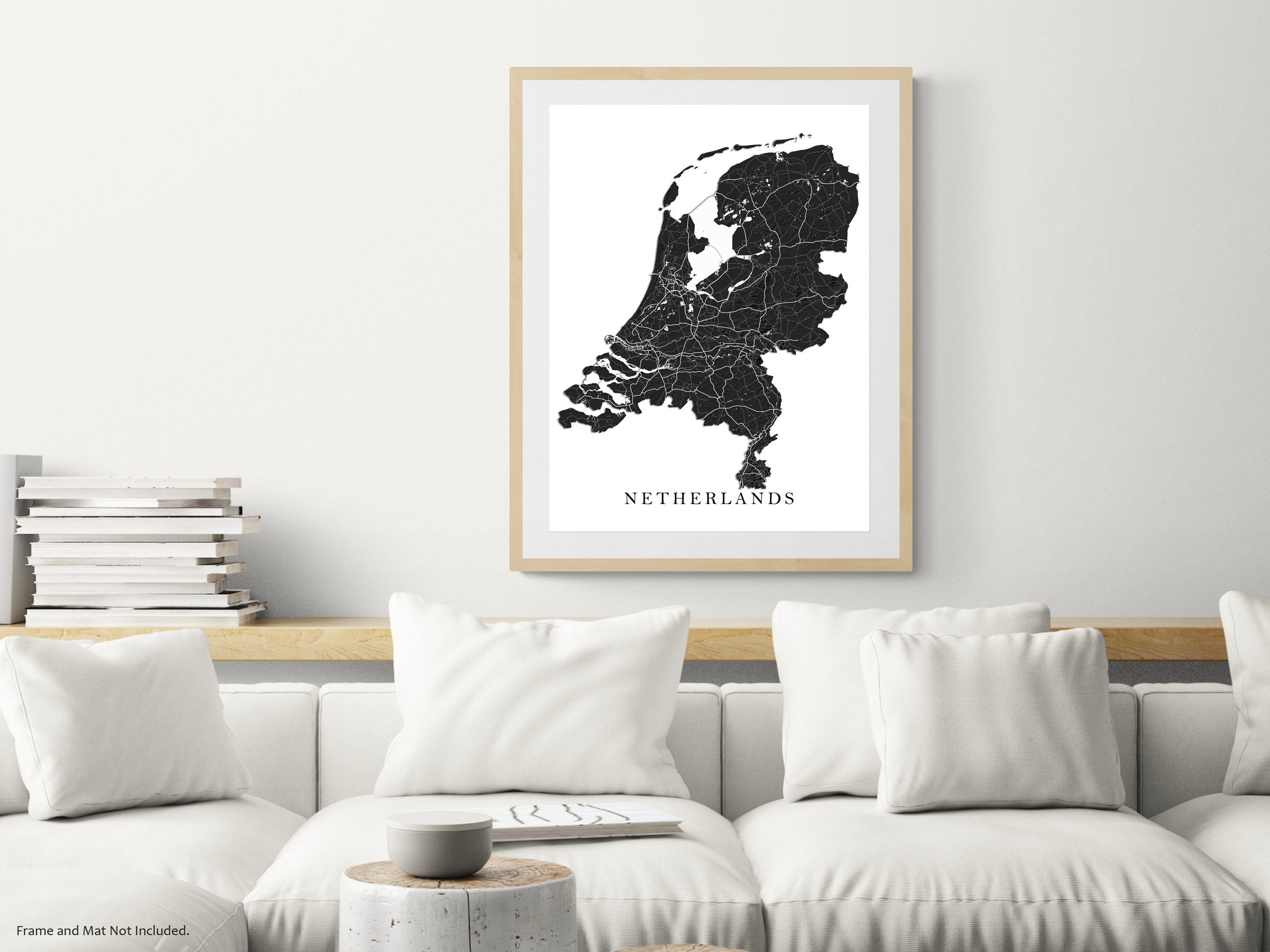 Netherlands Topographic Map Print Poster, Black and White Wall Art Hol ...