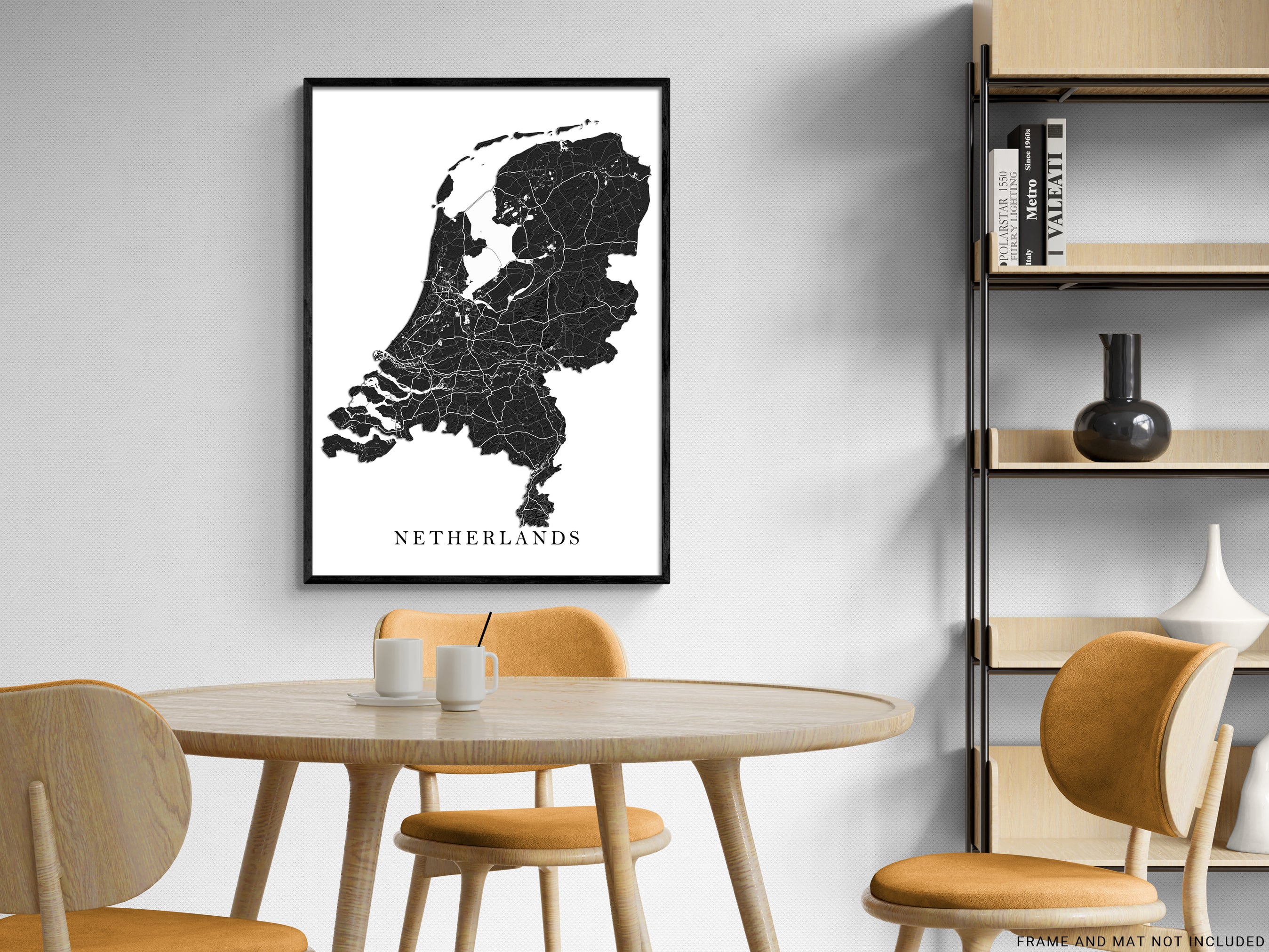 Netherlands Topographic Map Print Poster, Black and White Wall Art Hol ...