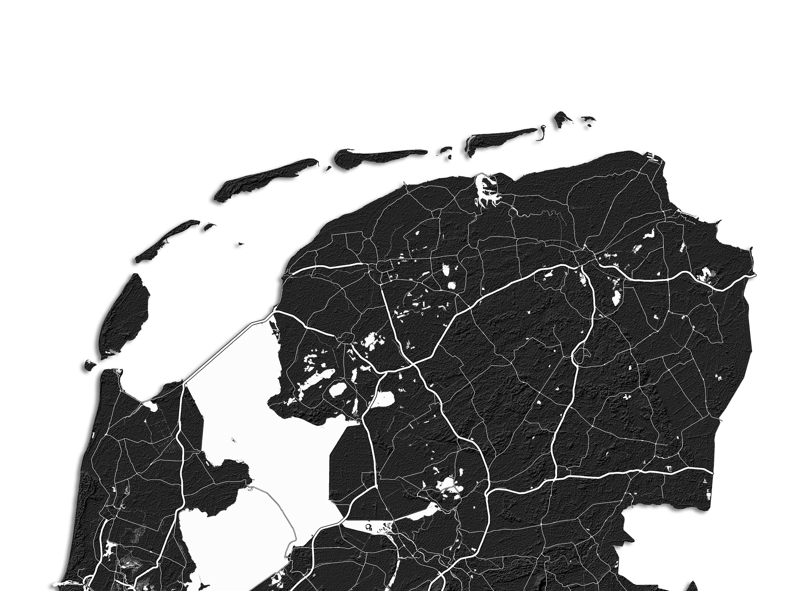 Netherlands Topographic Map Print Poster, Black and White Wall Art Hol ...