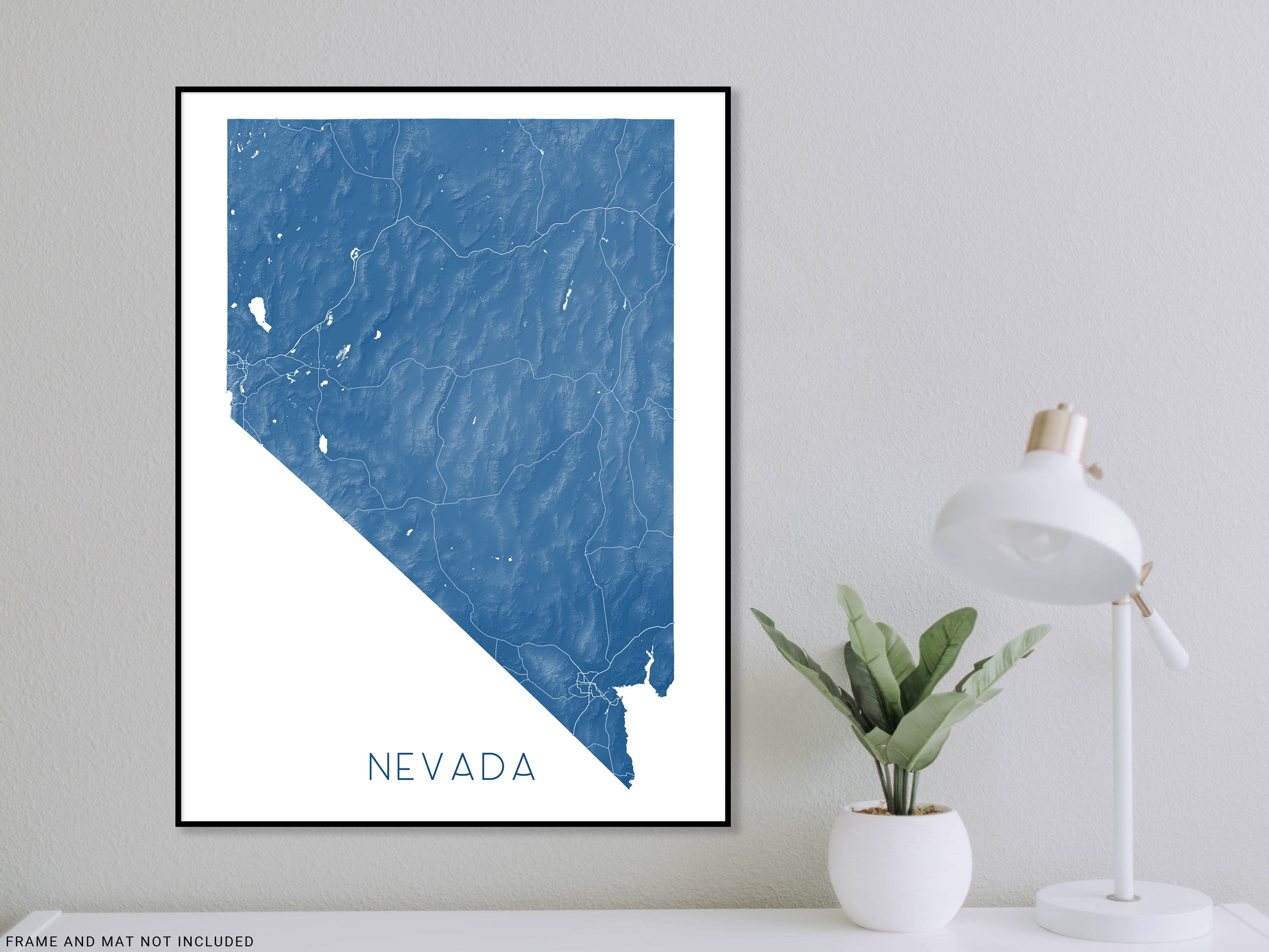 Nevada Map Print Poster - Topographic NV State Map of Nevada Wall Art ...