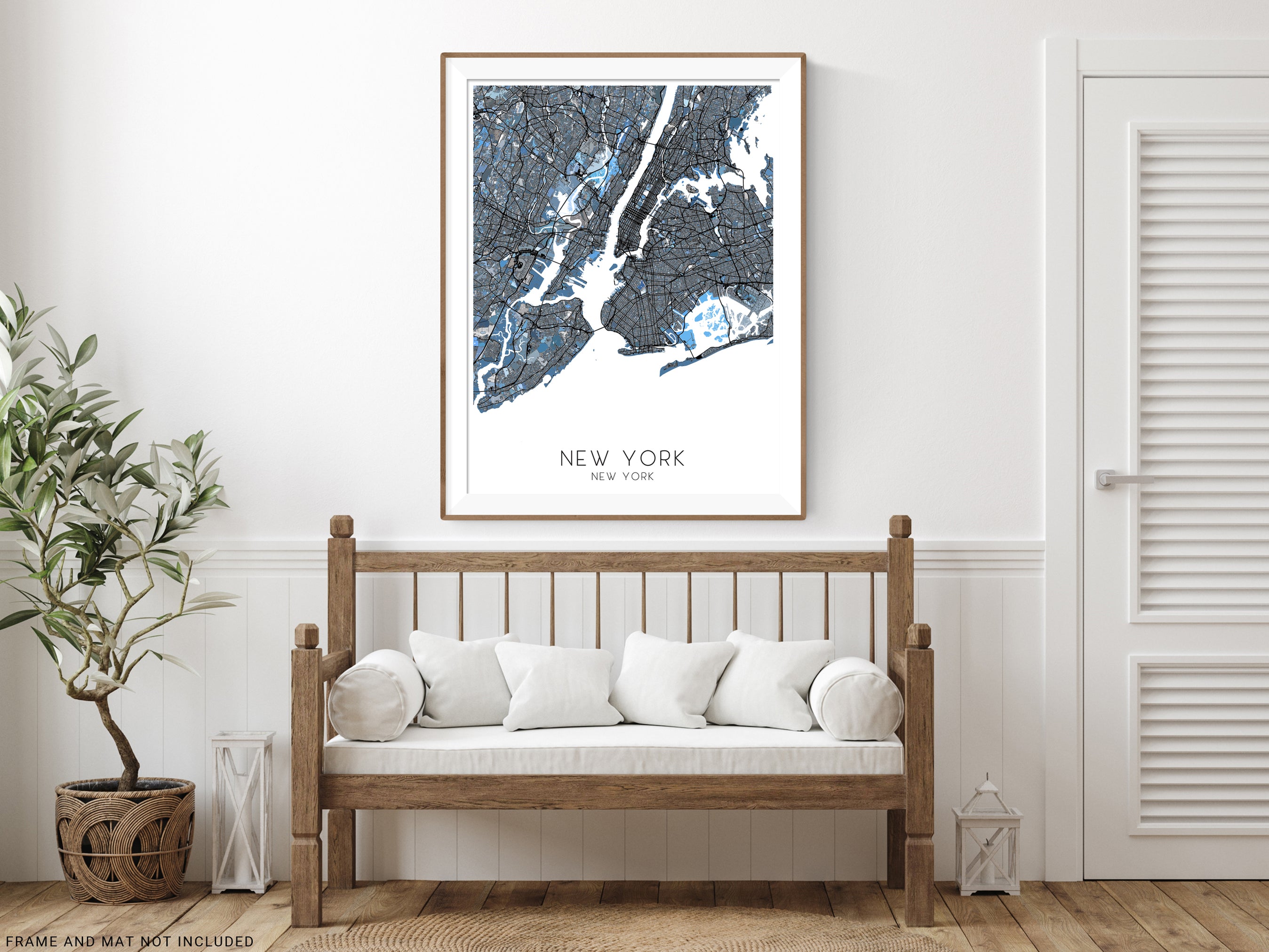New York City Map Print - New York Wall Art Prints, Blue Geometric NYC ...