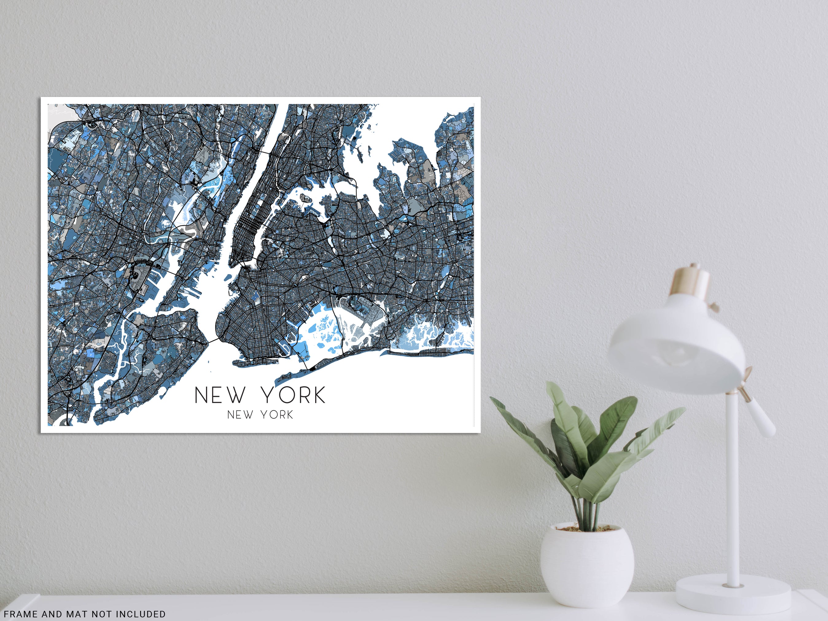 New York City Map Print - New York Wall Art Prints, Blue Geometric NYC ...