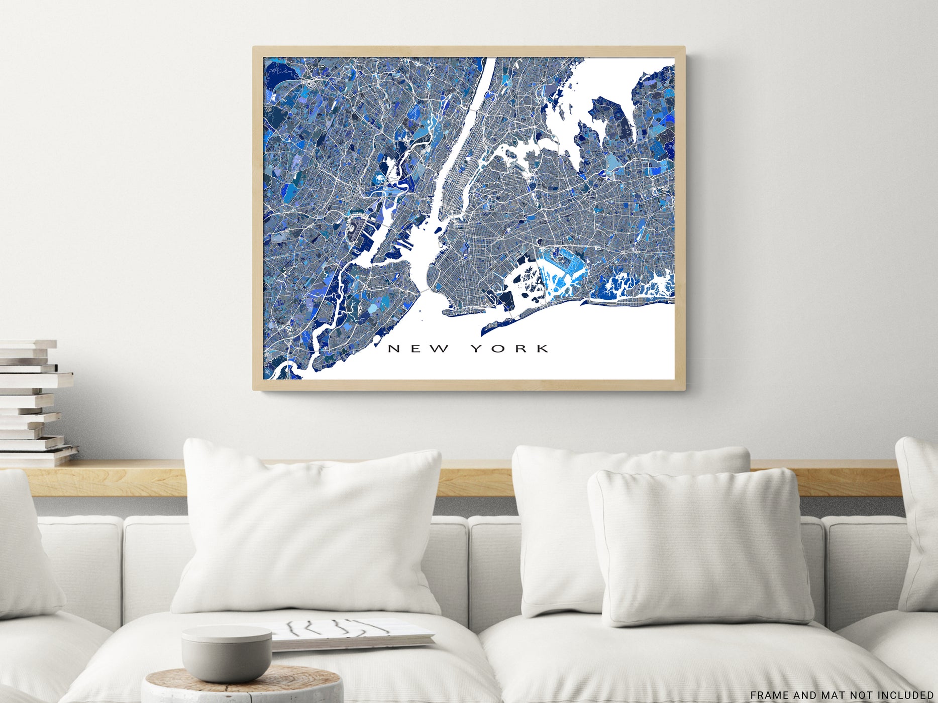 New York City Map Print Poster, Blue Geometric NYC Street Wall Art Roa ...