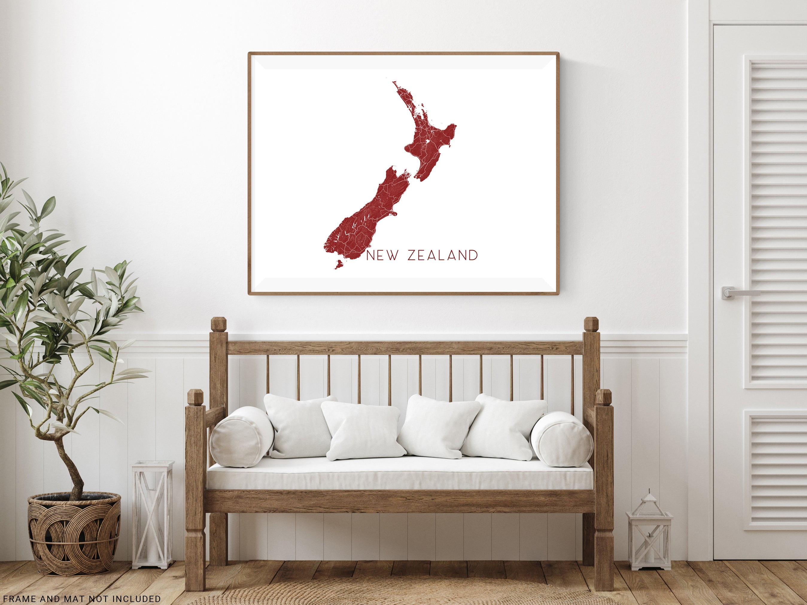 New Zealand Map of New Zealand Print Wall Art Poster, Topographic Maps ...