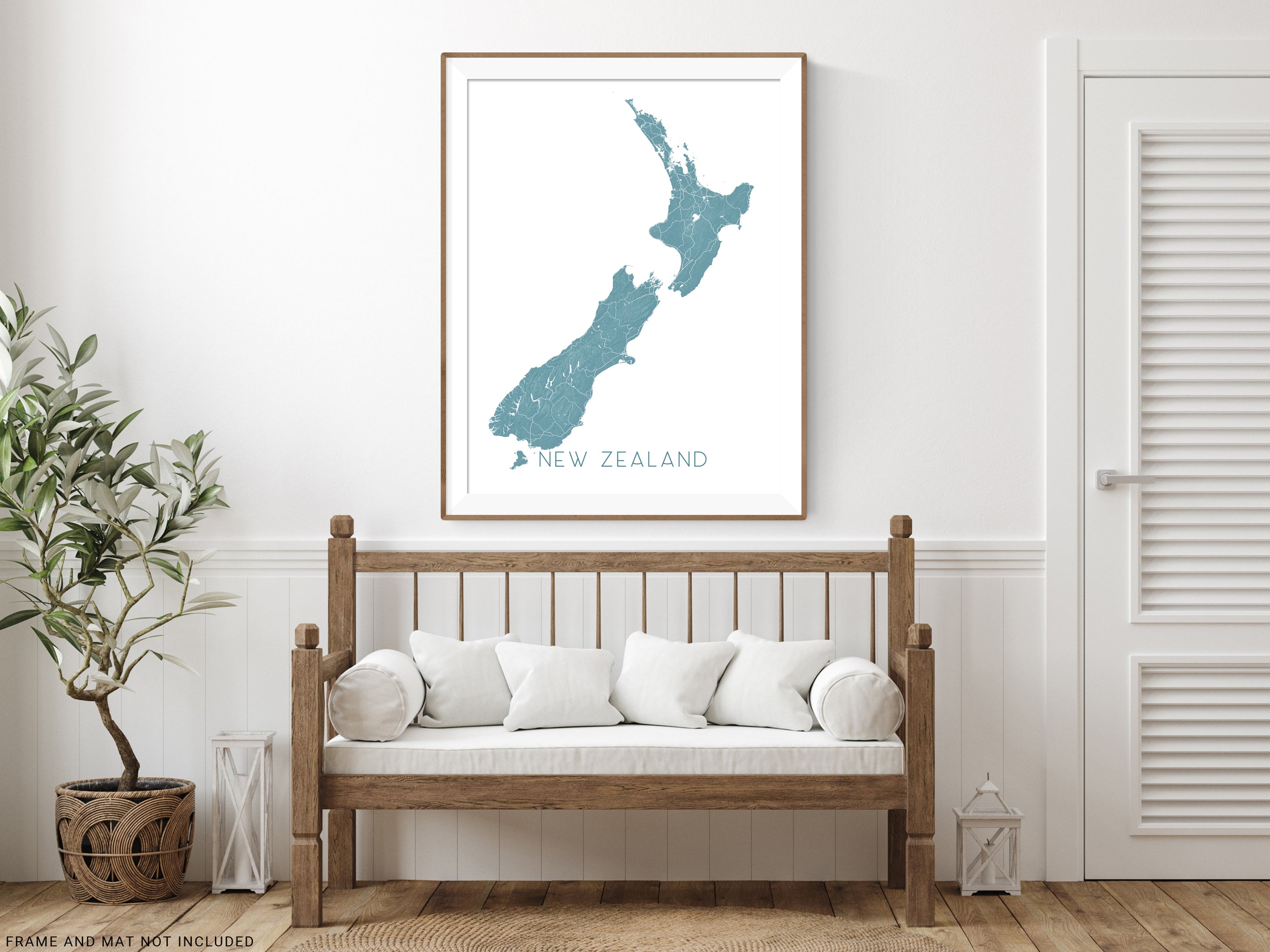 New Zealand Map of New Zealand Print Wall Art Poster, Topographic Maps ...