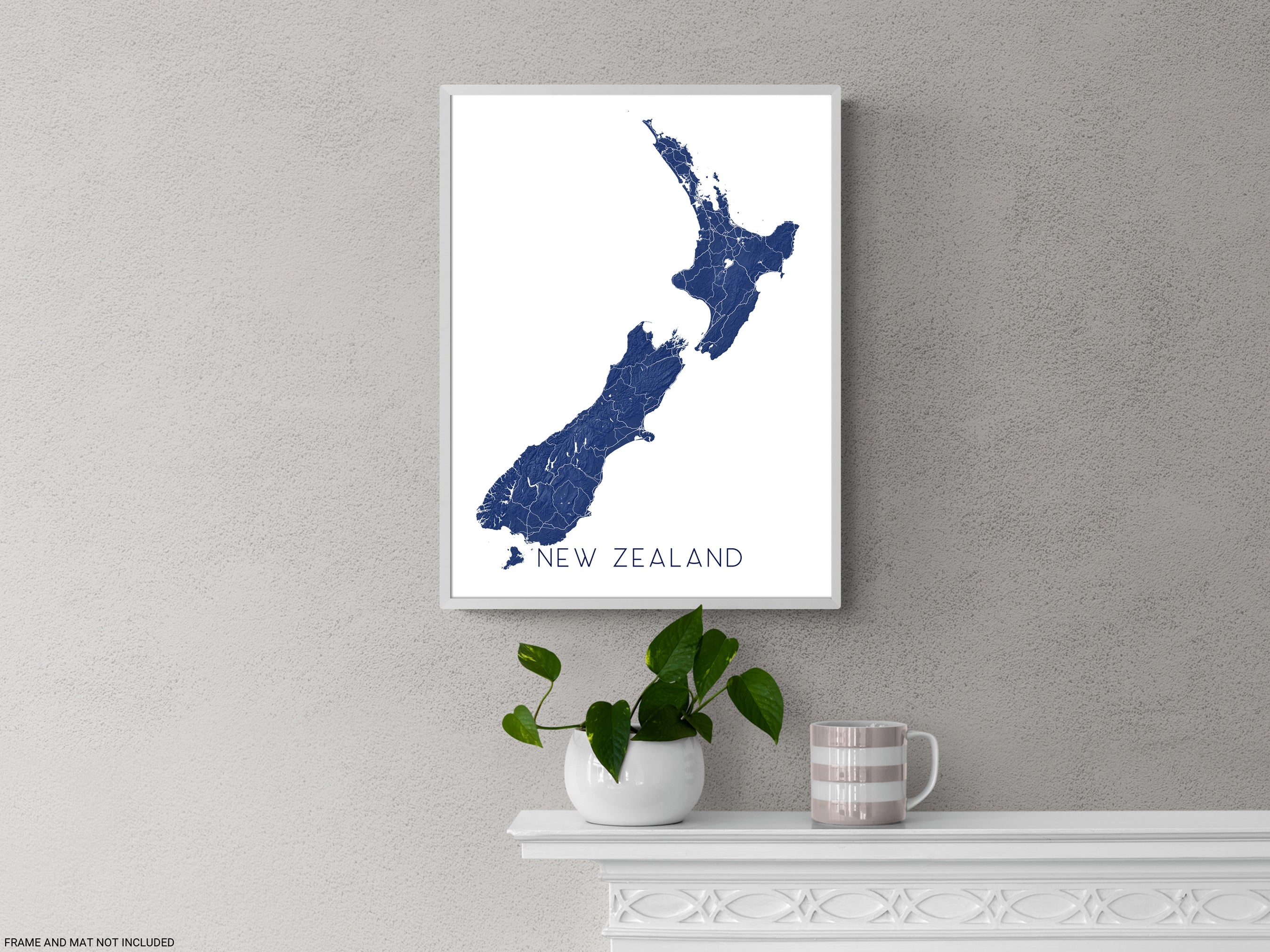 New Zealand Map of New Zealand Print Wall Art Poster, Topographic Maps ...
