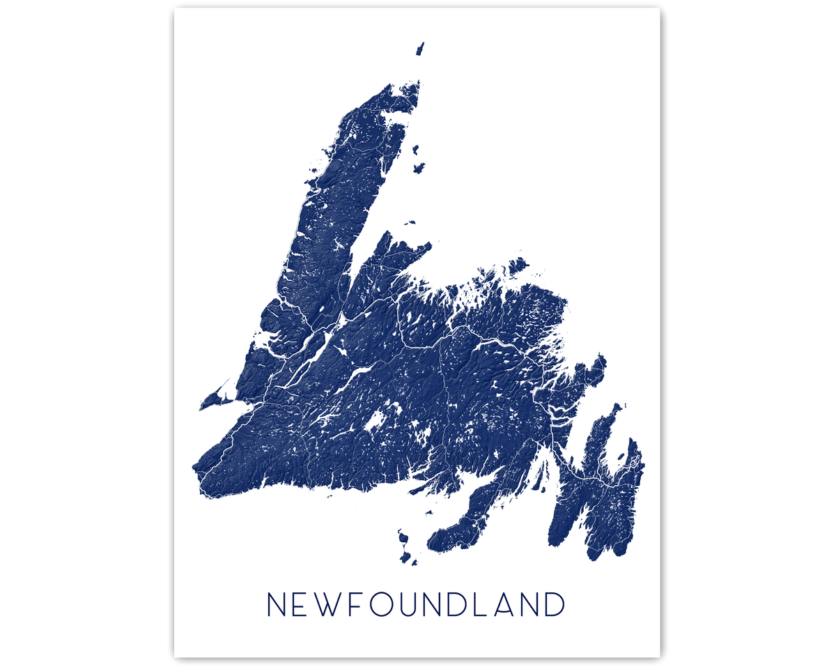 Newfoundland Map Print Poster, Canada Province Topographic Maps, St Jo ...
