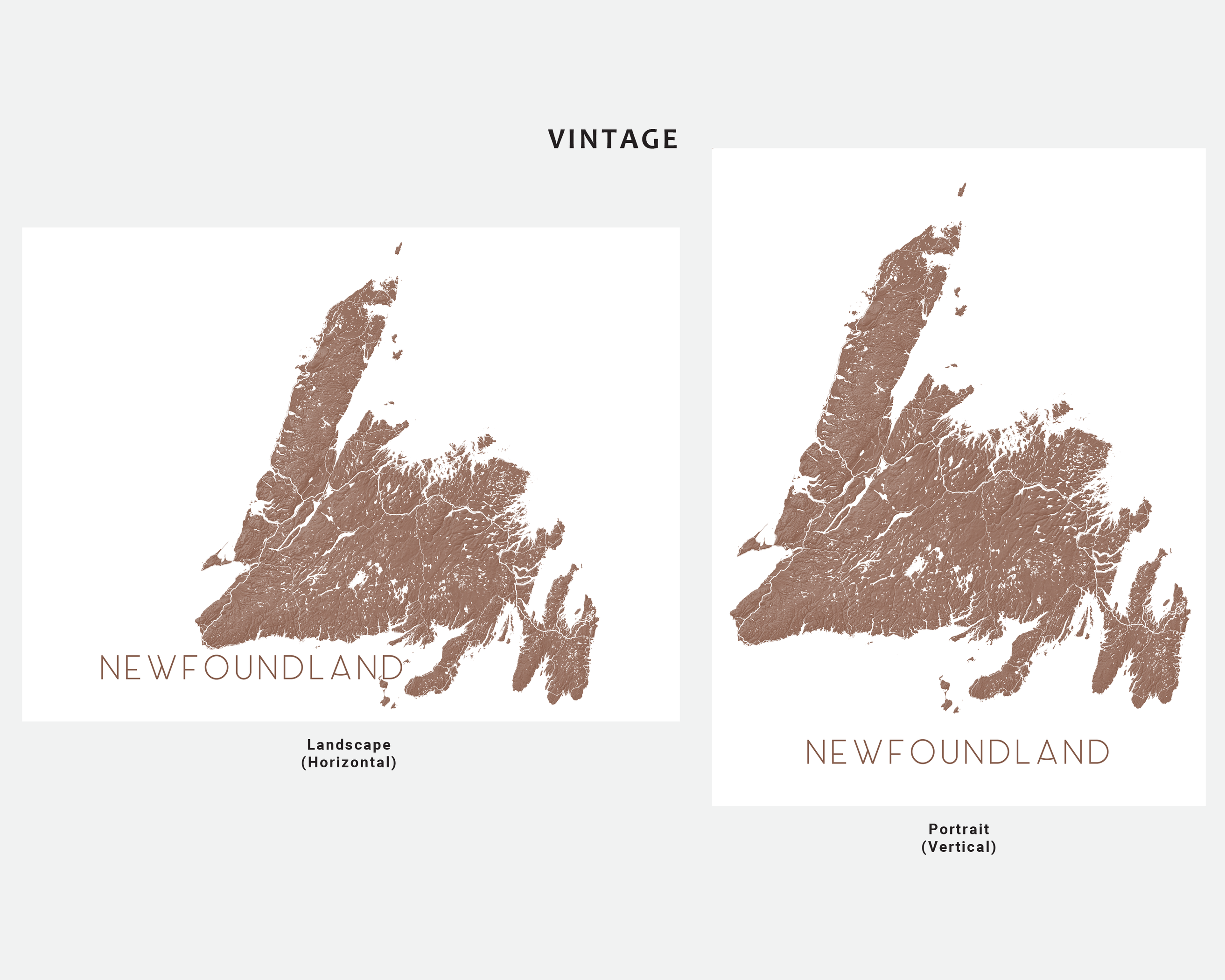 Newfoundland Map Print Poster, Canada Province Topographic Maps, St Jo ...